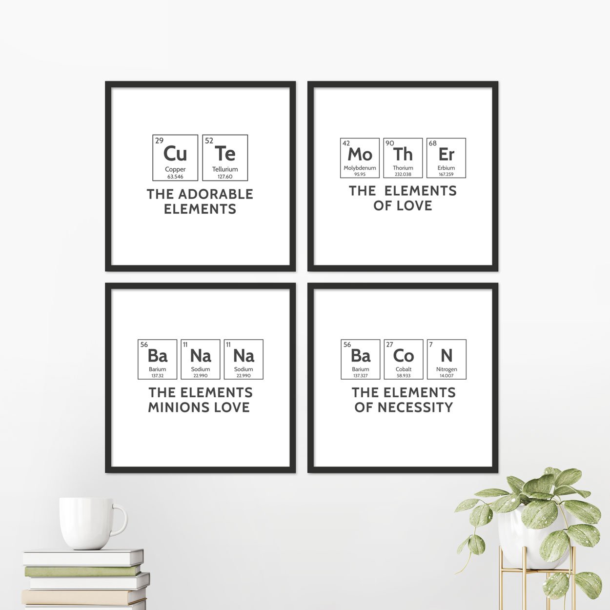 Funny Science Wall Art Bundle – Periodic Table of Element Sayings ...