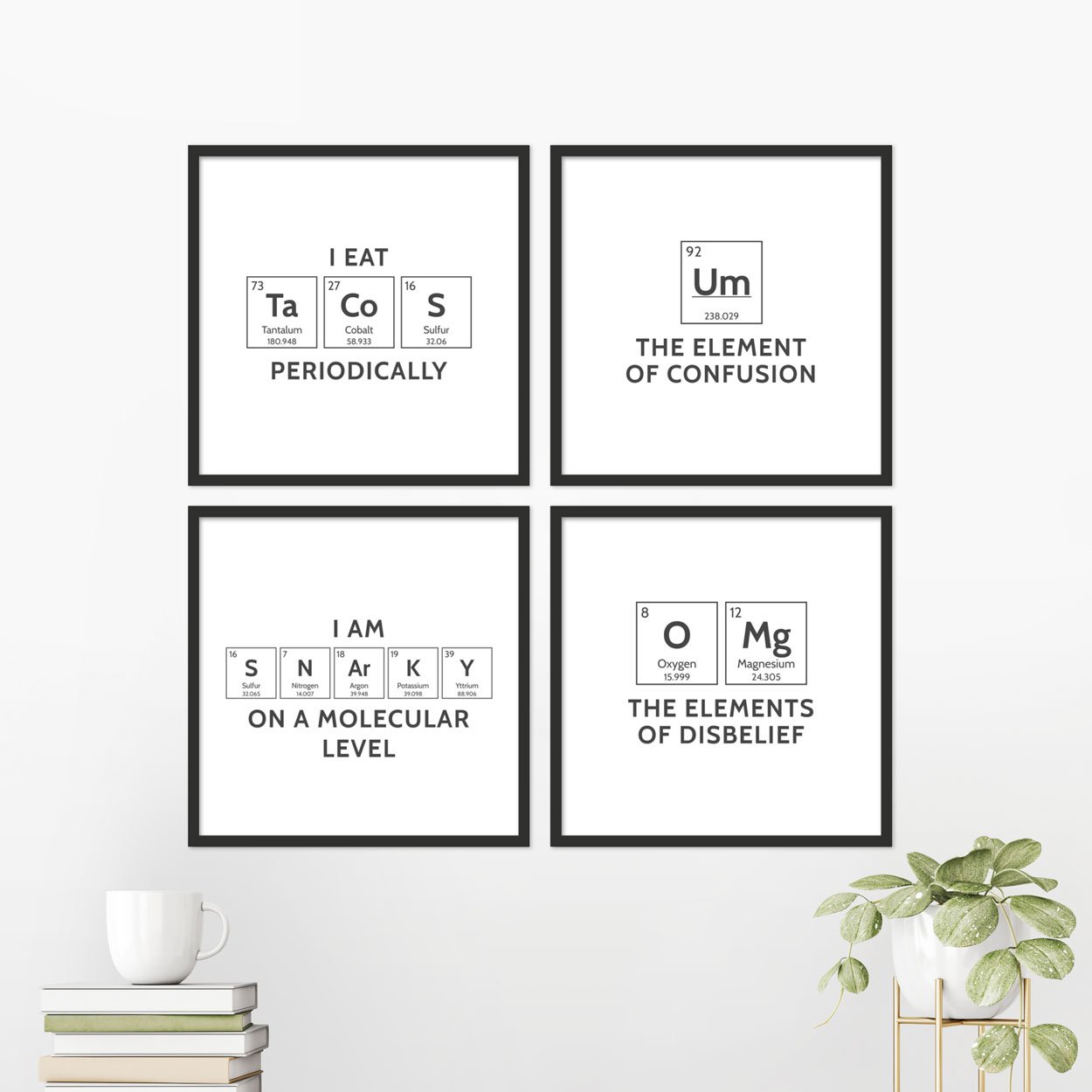 Funny Science Wall Art Bundle – Periodic Table of Element Sayings ...