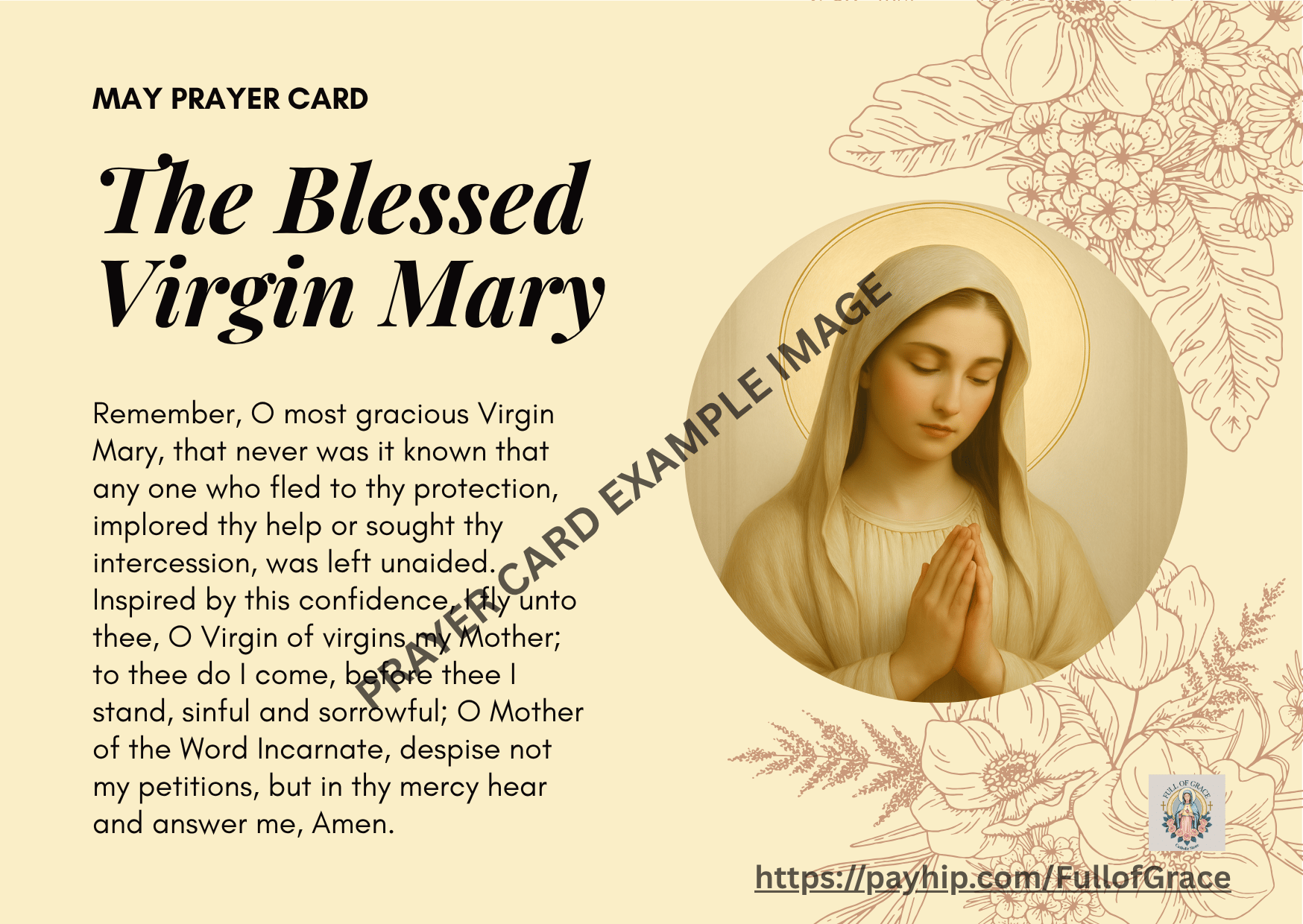May – The Blessed Virgin Mary Prayer Card - Payhip