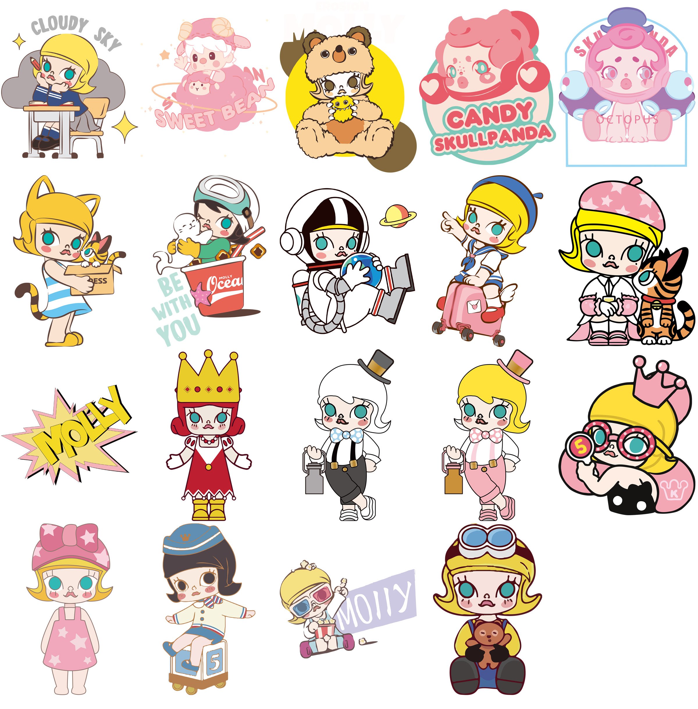 20 Large PNG Illustrator AI Popmart Molly Expressions Digital Artwork ...