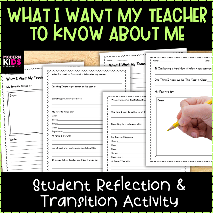 What I Want My Teacher to Know About Me – Reflection & Transition Activity