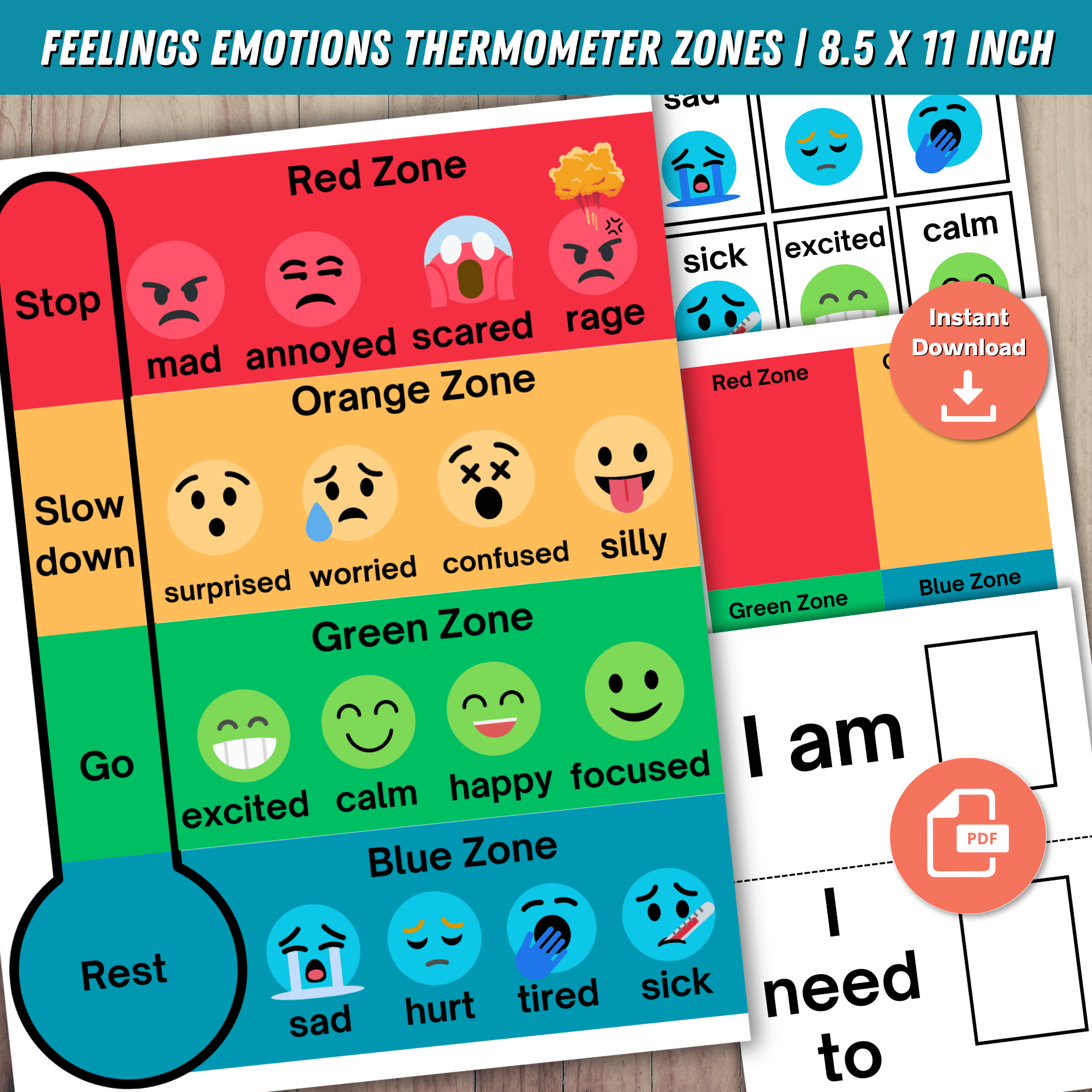 Feelings Emotions Thermometer Bundle - Payhip