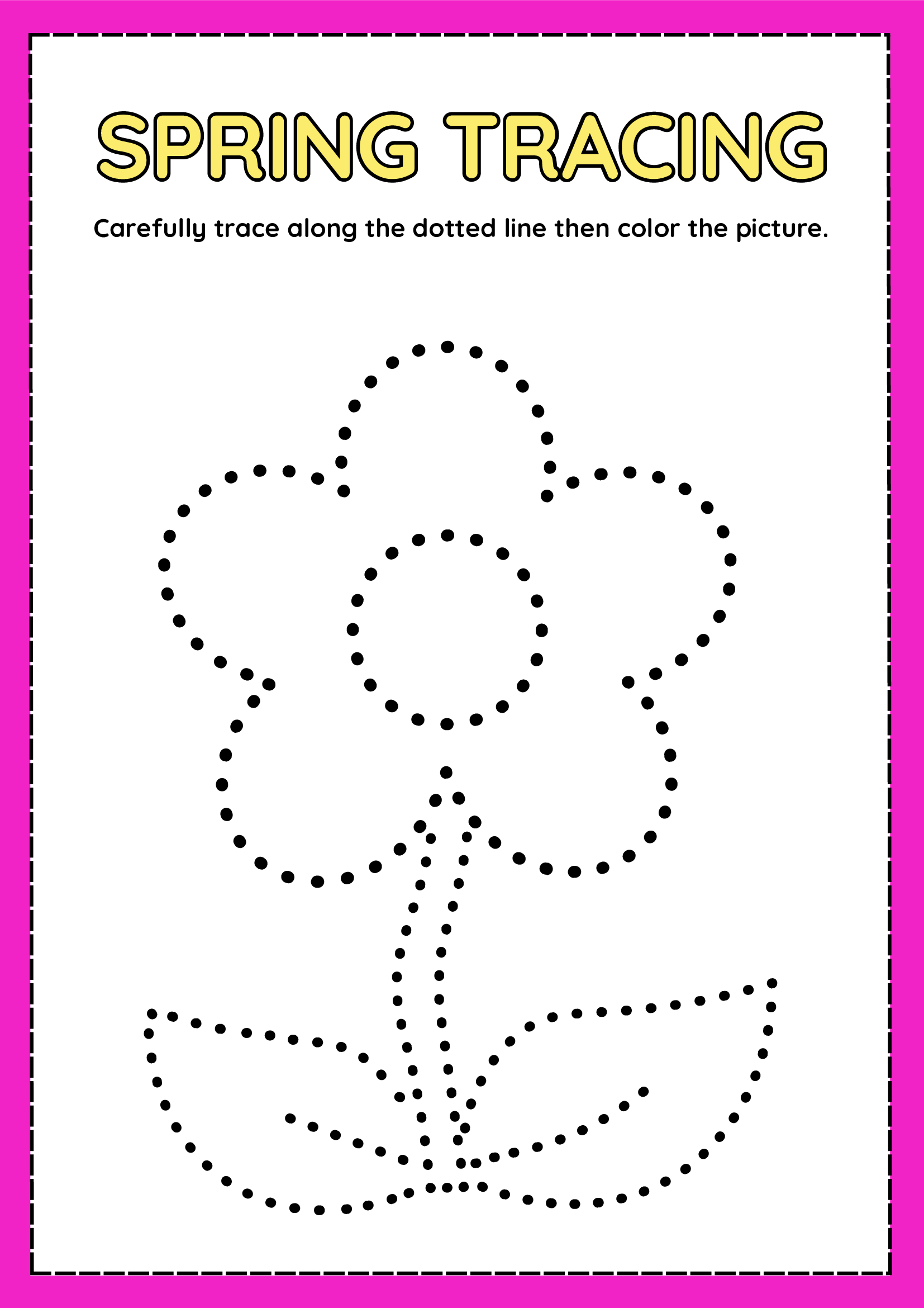 Spring Tracing Worksheets Pink Yellow Dotted Style 1 to 22 page - Payhip
