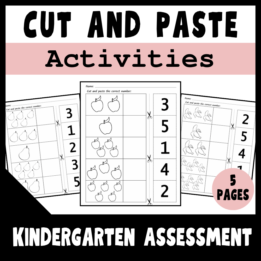 Fruit Counting Cut and Paste Worksheets, Match Numbers 1-5 to the ...