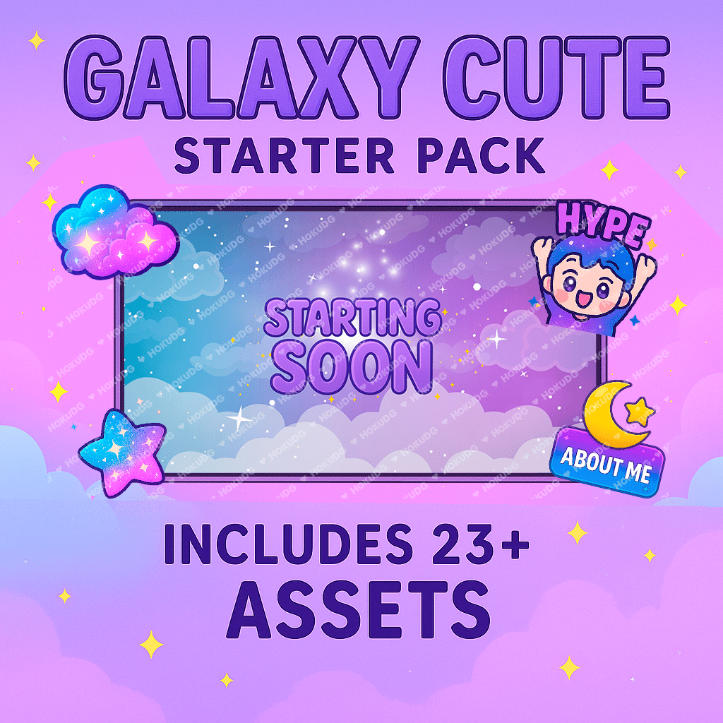 Galaxy Cute Stream Kit – Starter Edition | Pastel Overlay Pack for Twitch