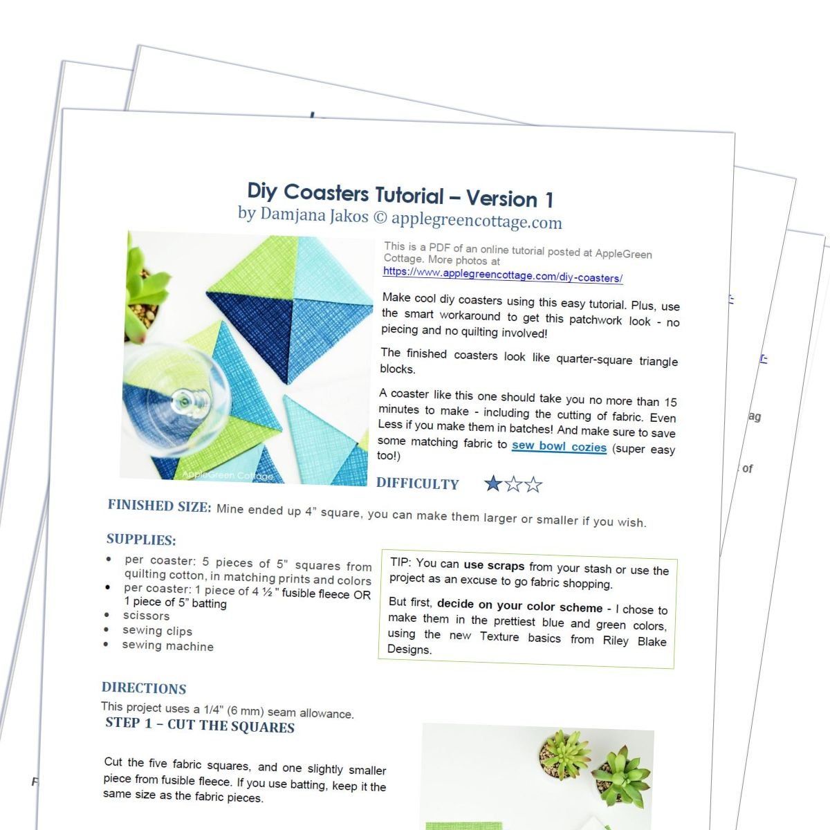 DIY COASTERS No1 - Printable Tutorial PDF