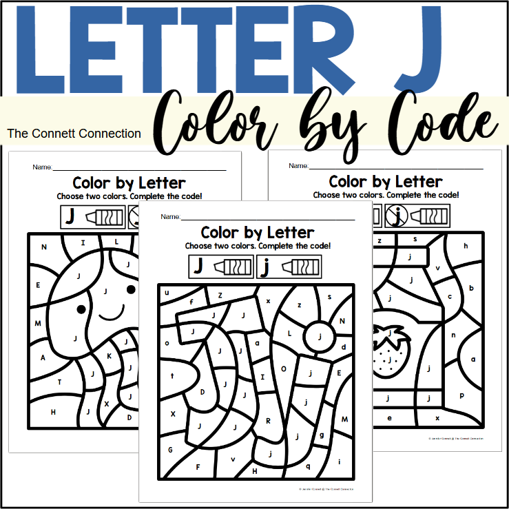 Letter J Alphabet Color by Code Worksheets