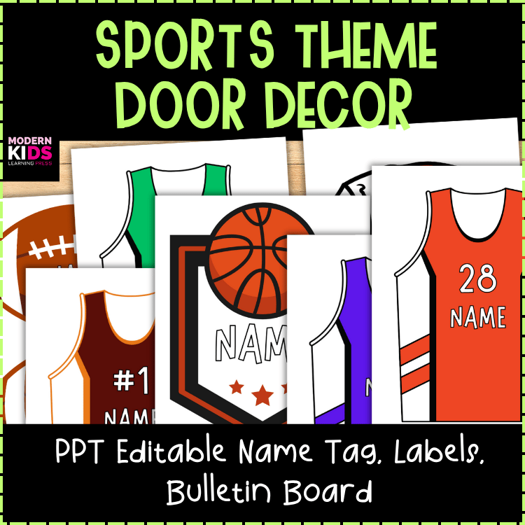 Sports Theme Door Decor | PPT & Editable PDF Name Tag Labels, Bulletin ...