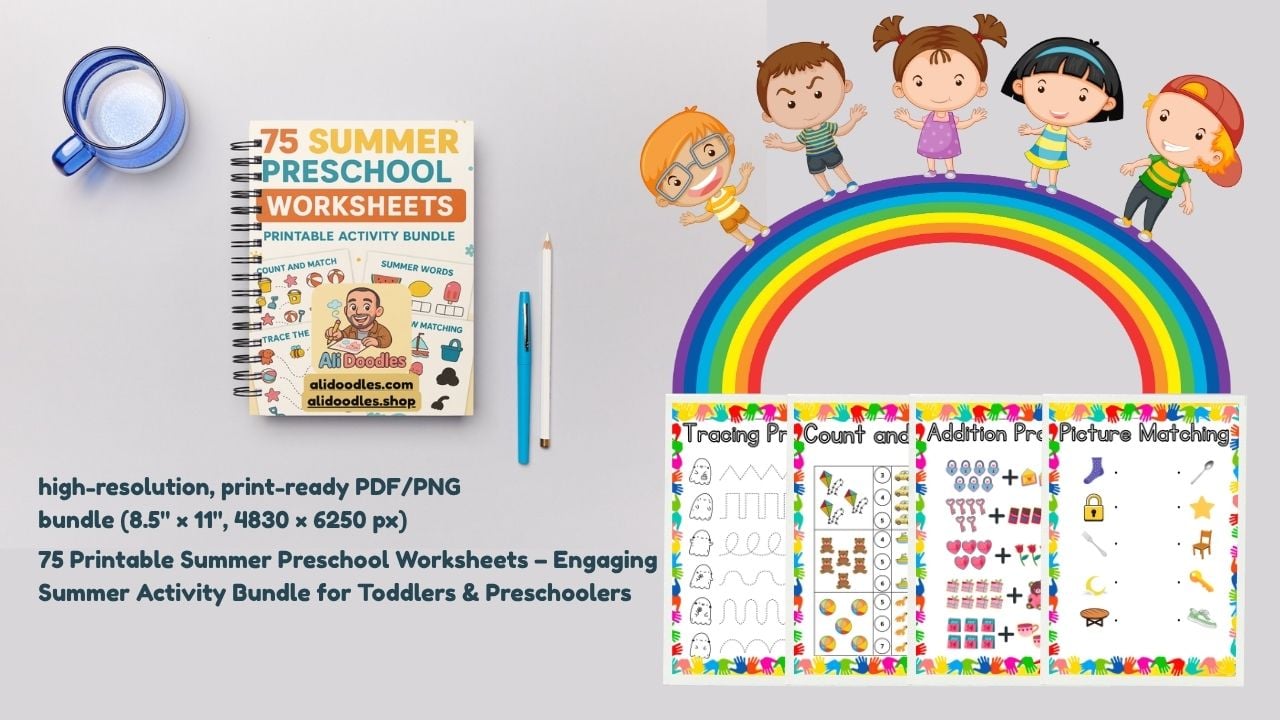 75 Printable Summer Preschool Worksheets: The Ultimate Learning Bundle ...