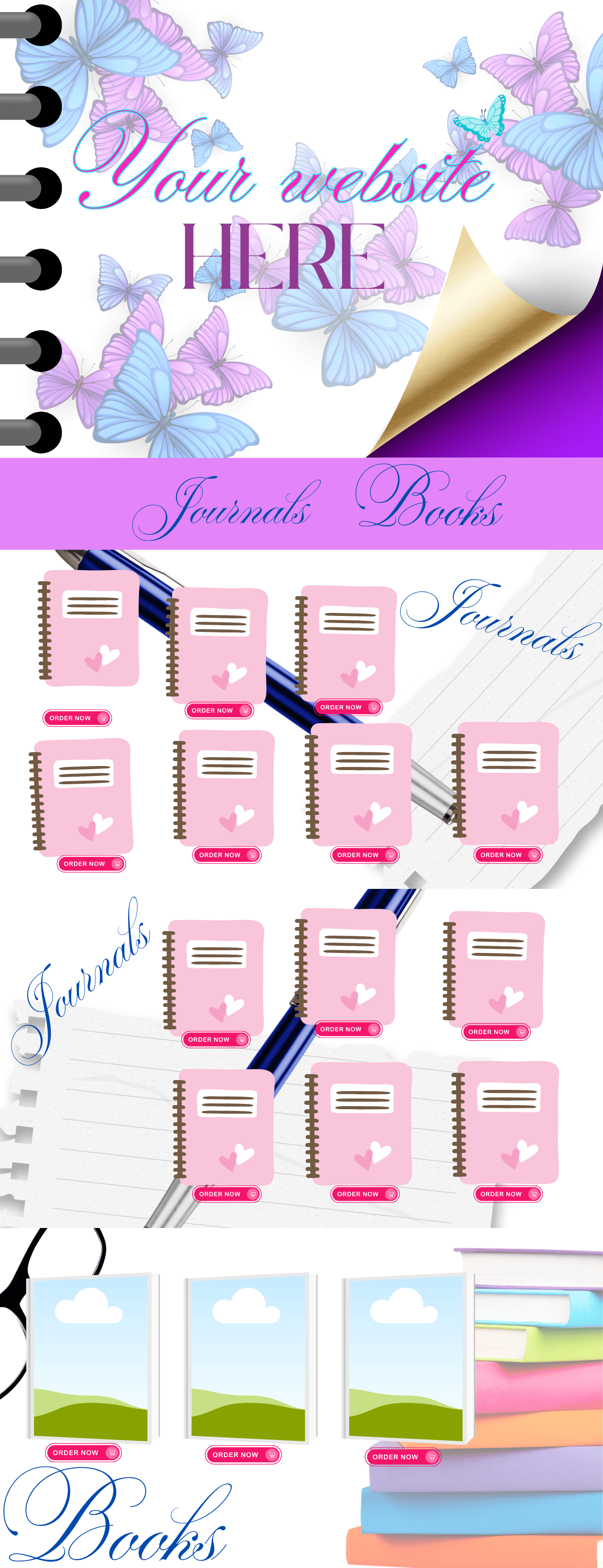 Butterfly-Themed Journal Website/Landing Page Template - Payhip