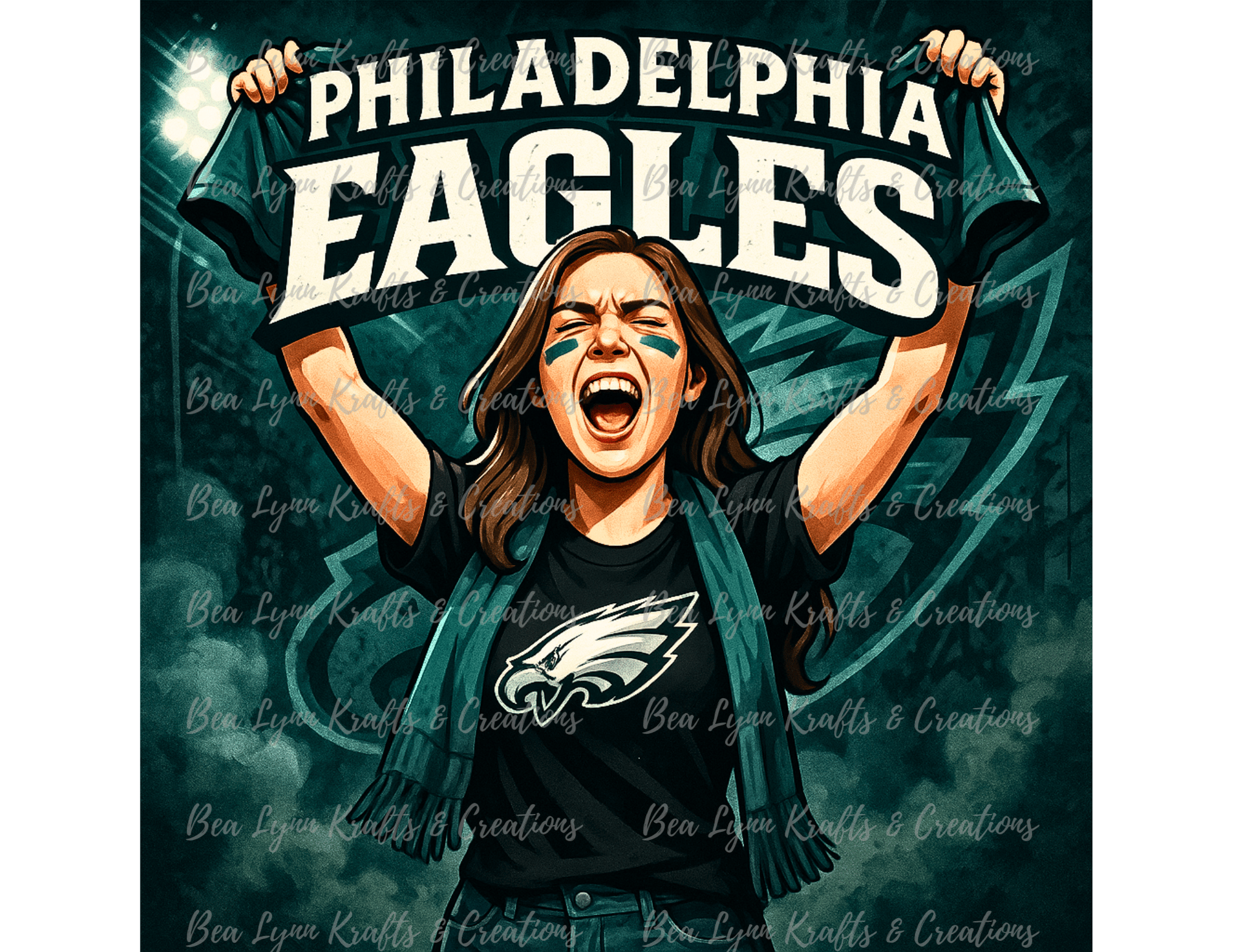 Philadelphia Eagles Fan Hype PNG | Transparent Game Day Image | Female ...