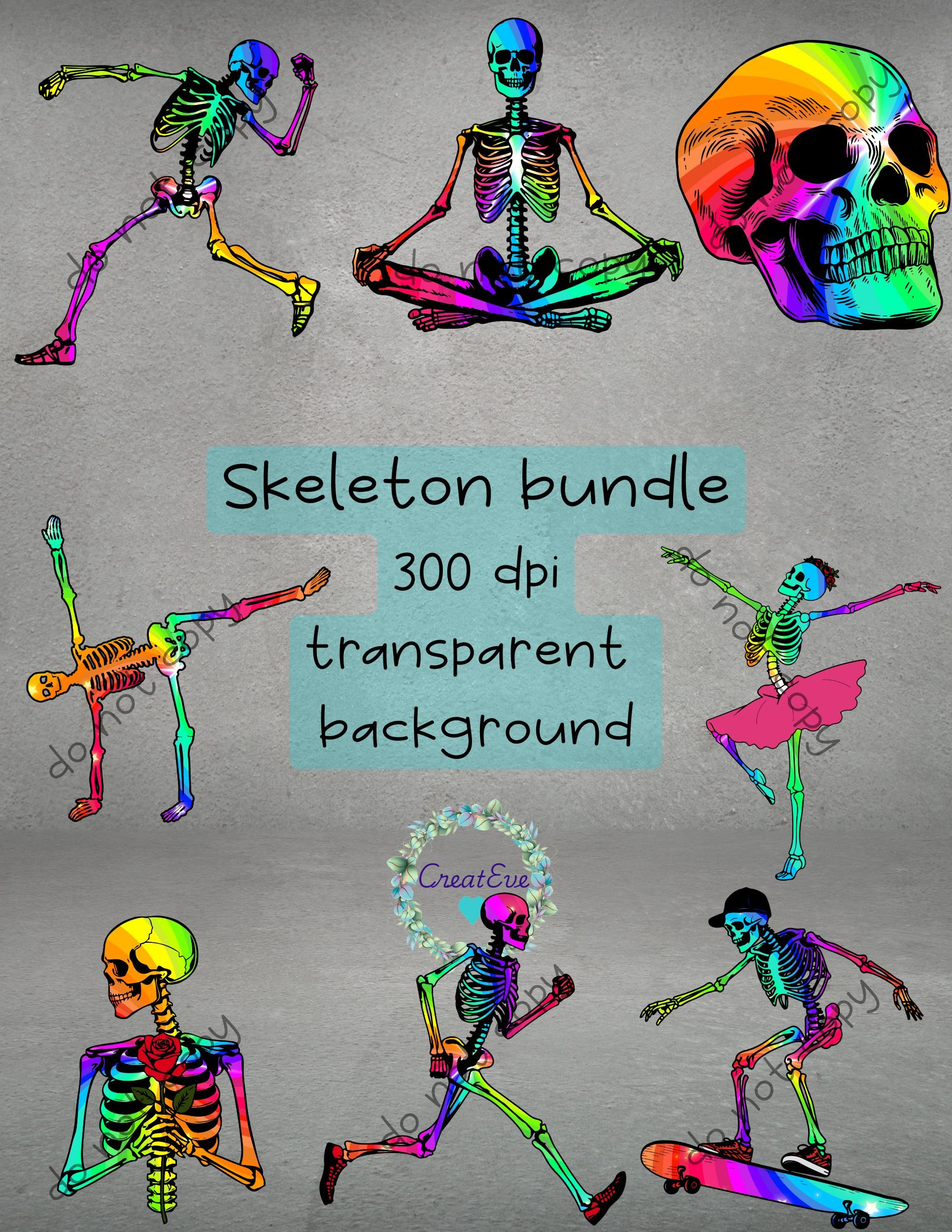 Colorful Skeleton 20 Image Clipart Bundle Commercial Use - Payhip