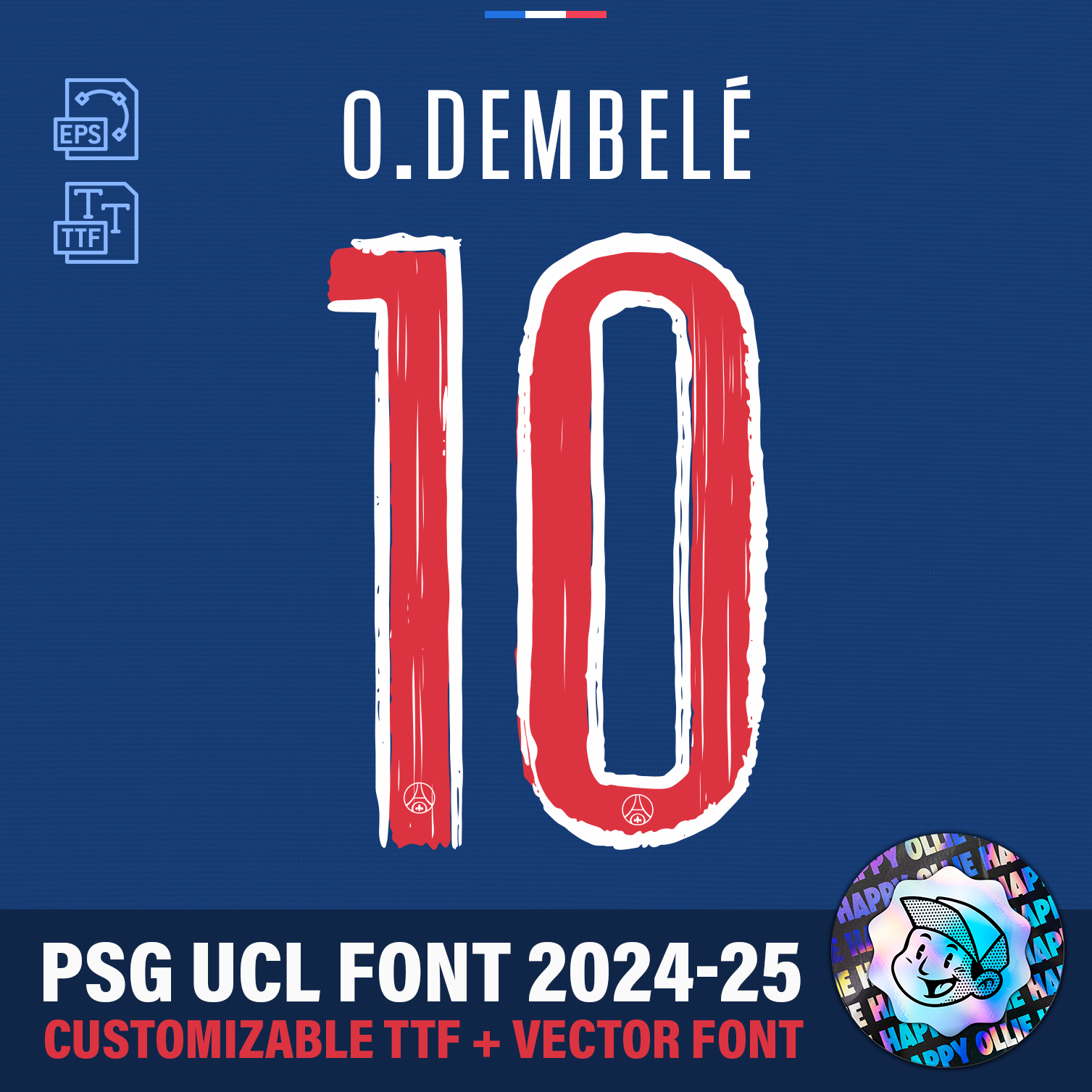 PSG Paris Saint-Germain font jersey 24-25 Champions League pdf, svg, ttf, Dembele, Barcola, Luis ...