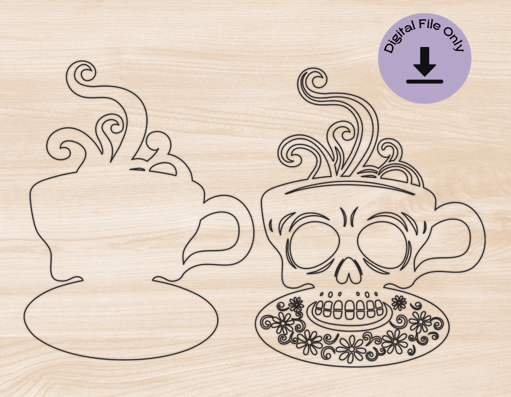 Skull Coffee Cup Laser Cut File Gothic SVG Digital Download for Laser ...