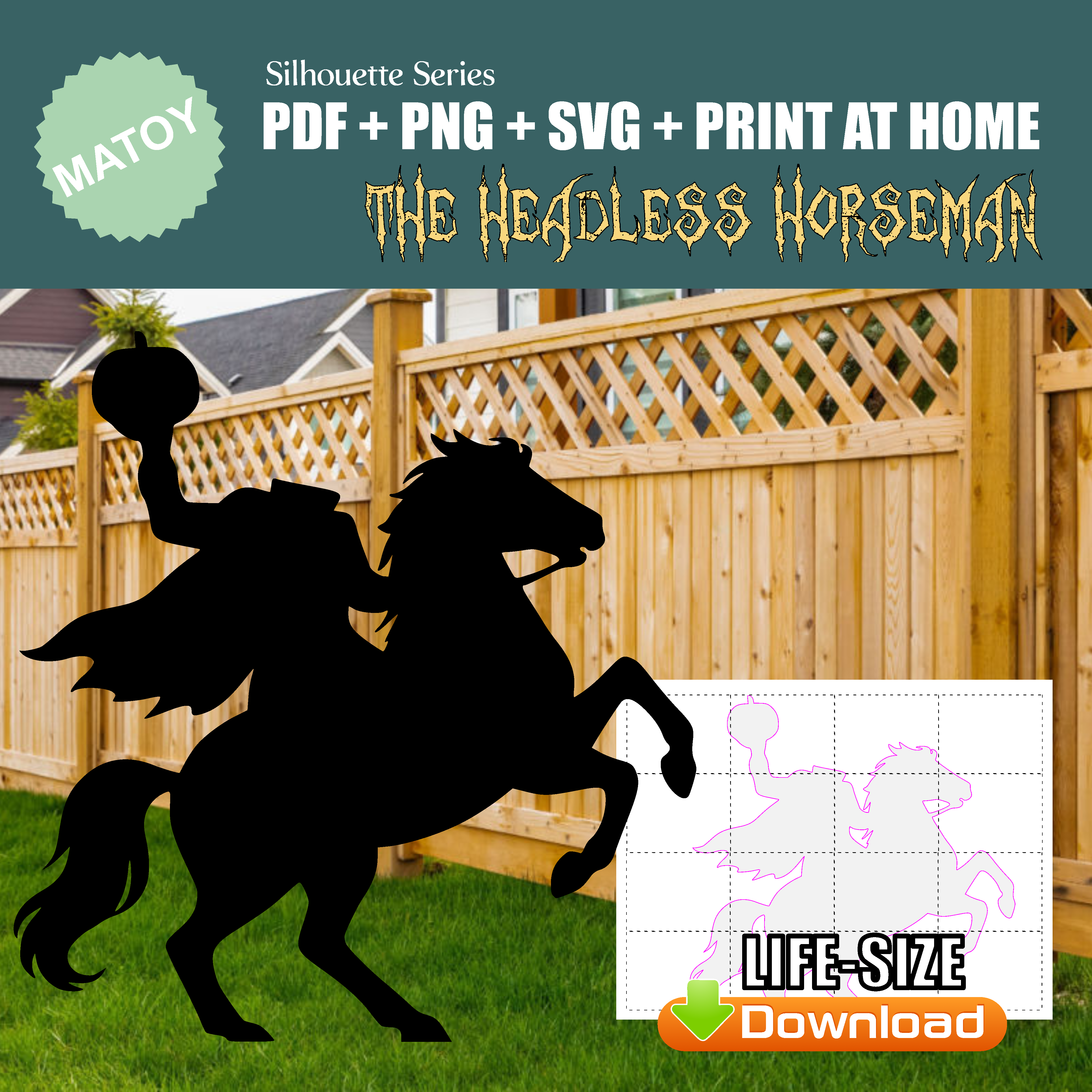 Headless Horseman Party and Wall Decor | Printable Life-Size Silhouette ...