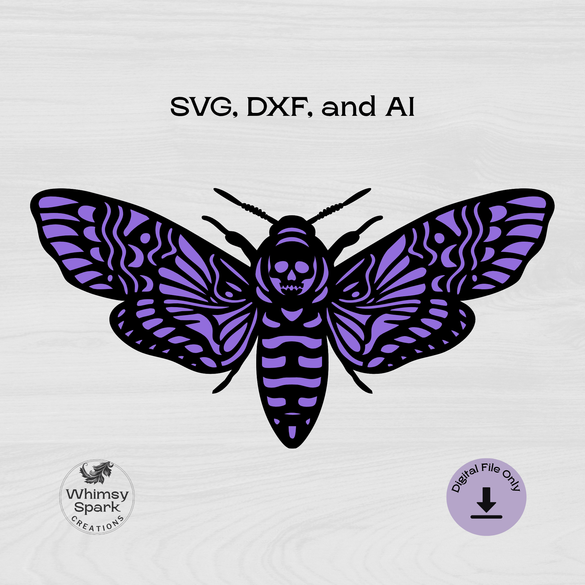 Death Head Moth Laser Cut File – Layered SVG for Vinyl or Laser Cutting ...