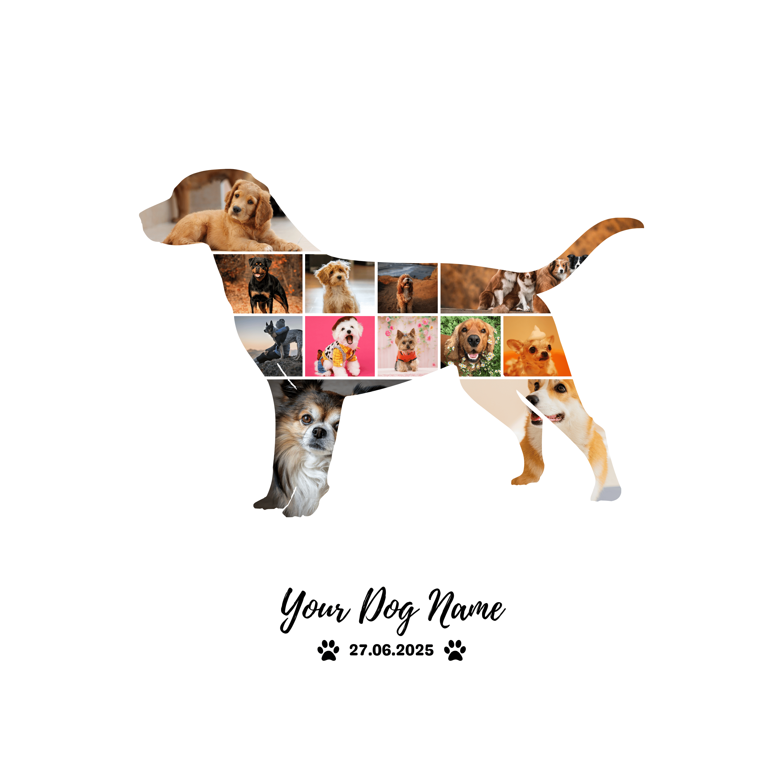 Dog 10 Photo Collage Frame Editable Canva Template - Payhip