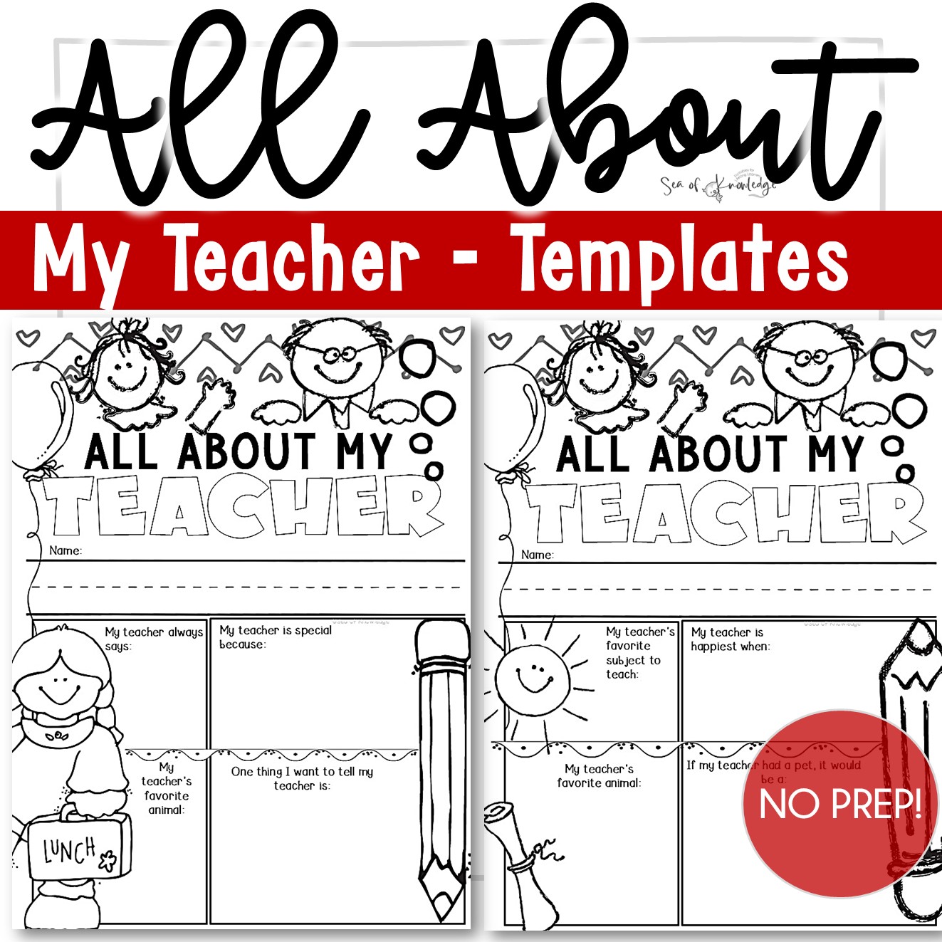 All About My Teacher Templates | 4 Fun & Reflective Writing Pages for ...