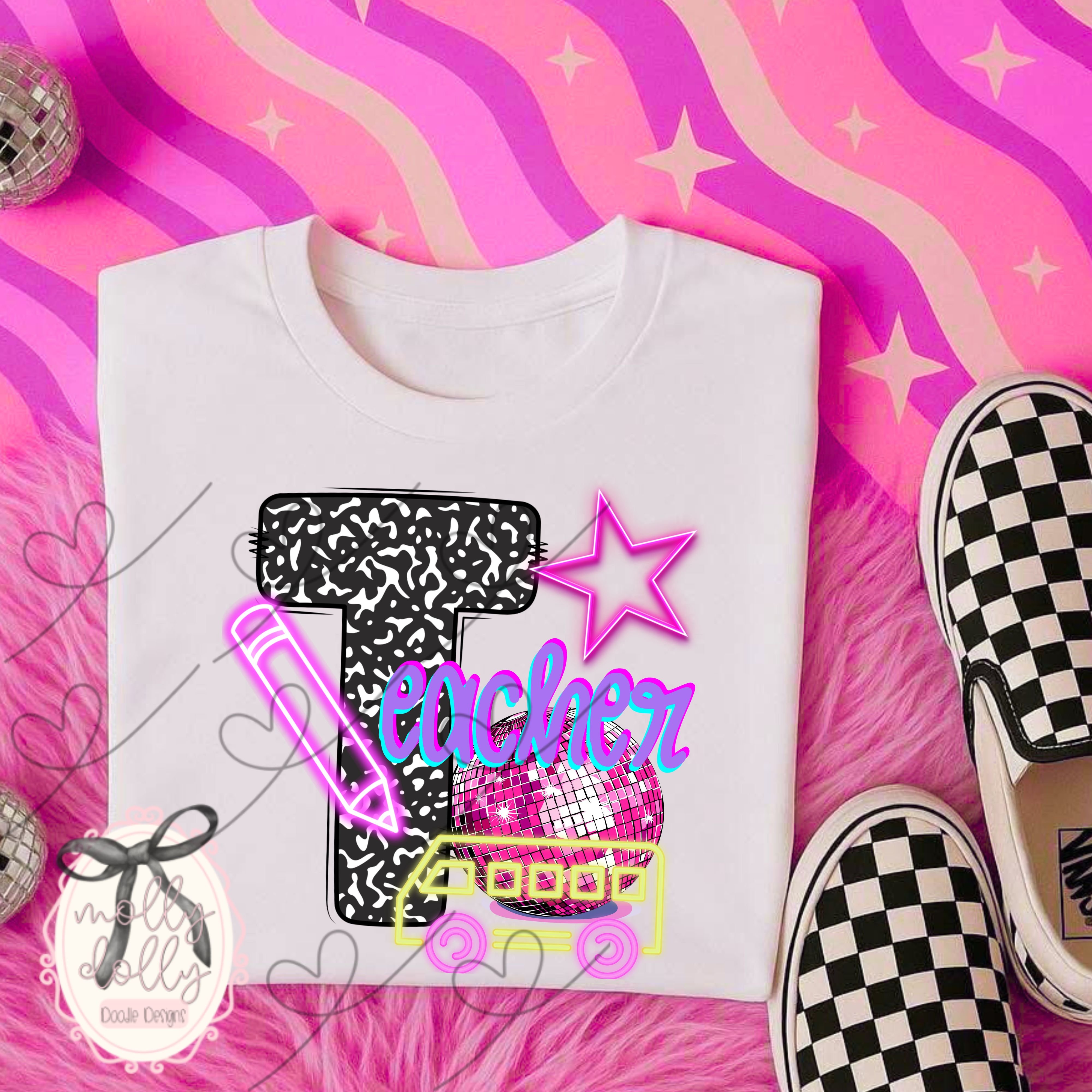 Retro Teacher Shirt PNG | Neon 90s Teacher Design | Digital Download ...