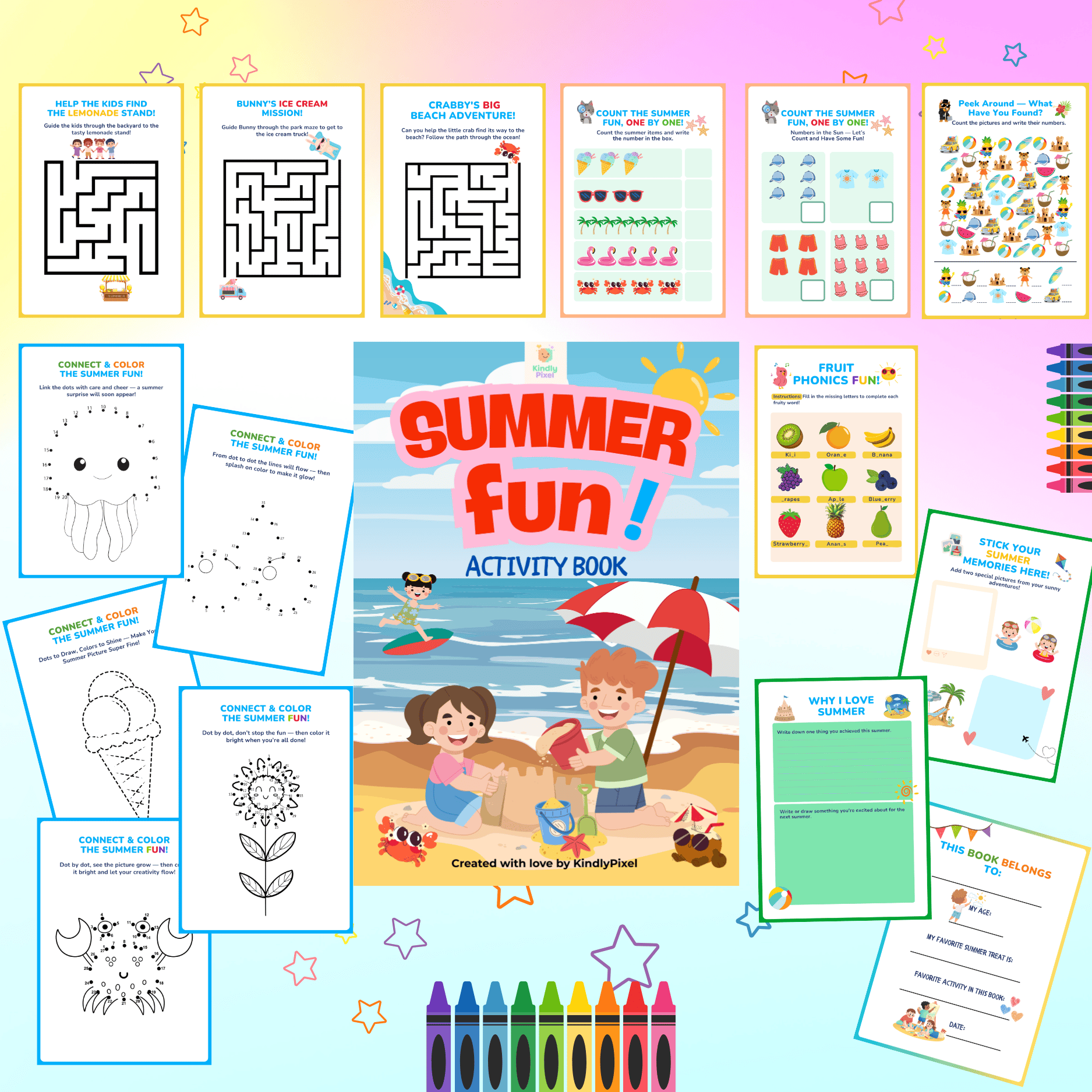 🌞 Summer Fun Activity Book for Kids – Printable Worksheets for Endless ...