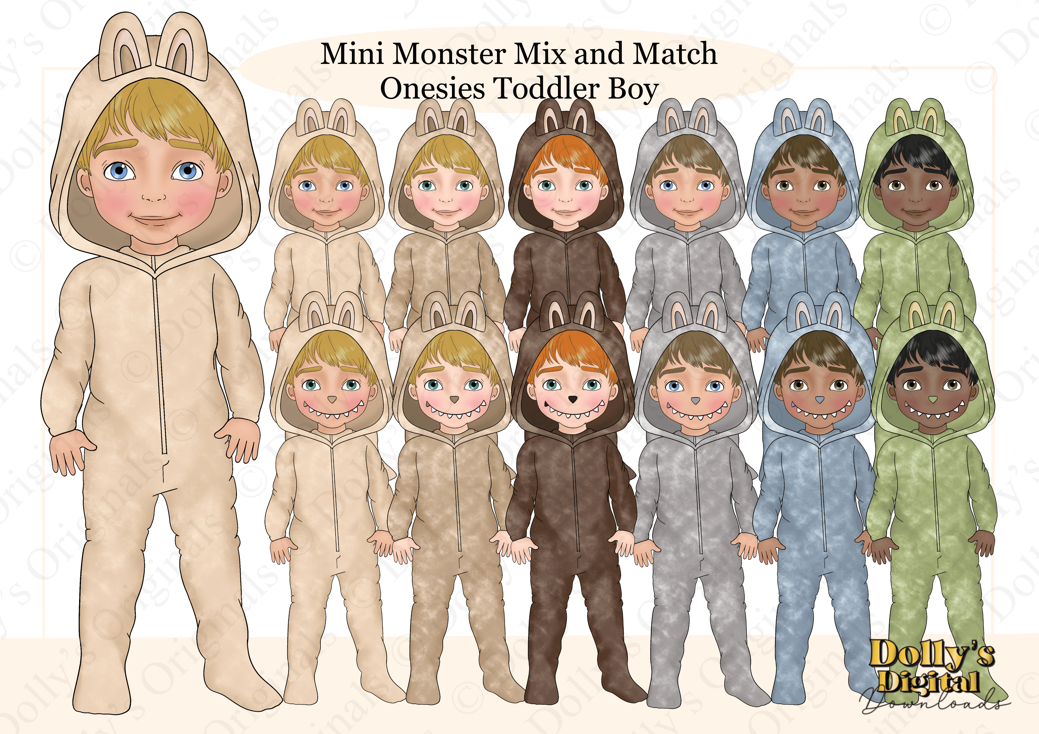 Mini Monsters Mix and Match Onesie Toddler Boys - Payhip