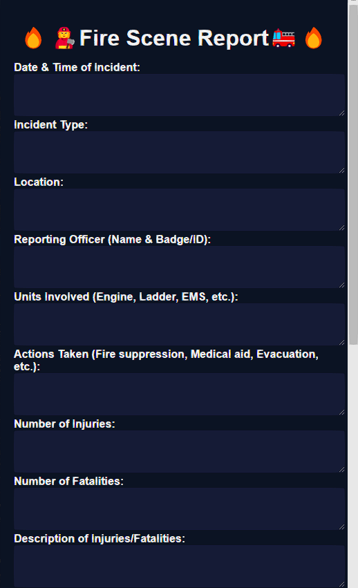 Fire Department Incident Report Form