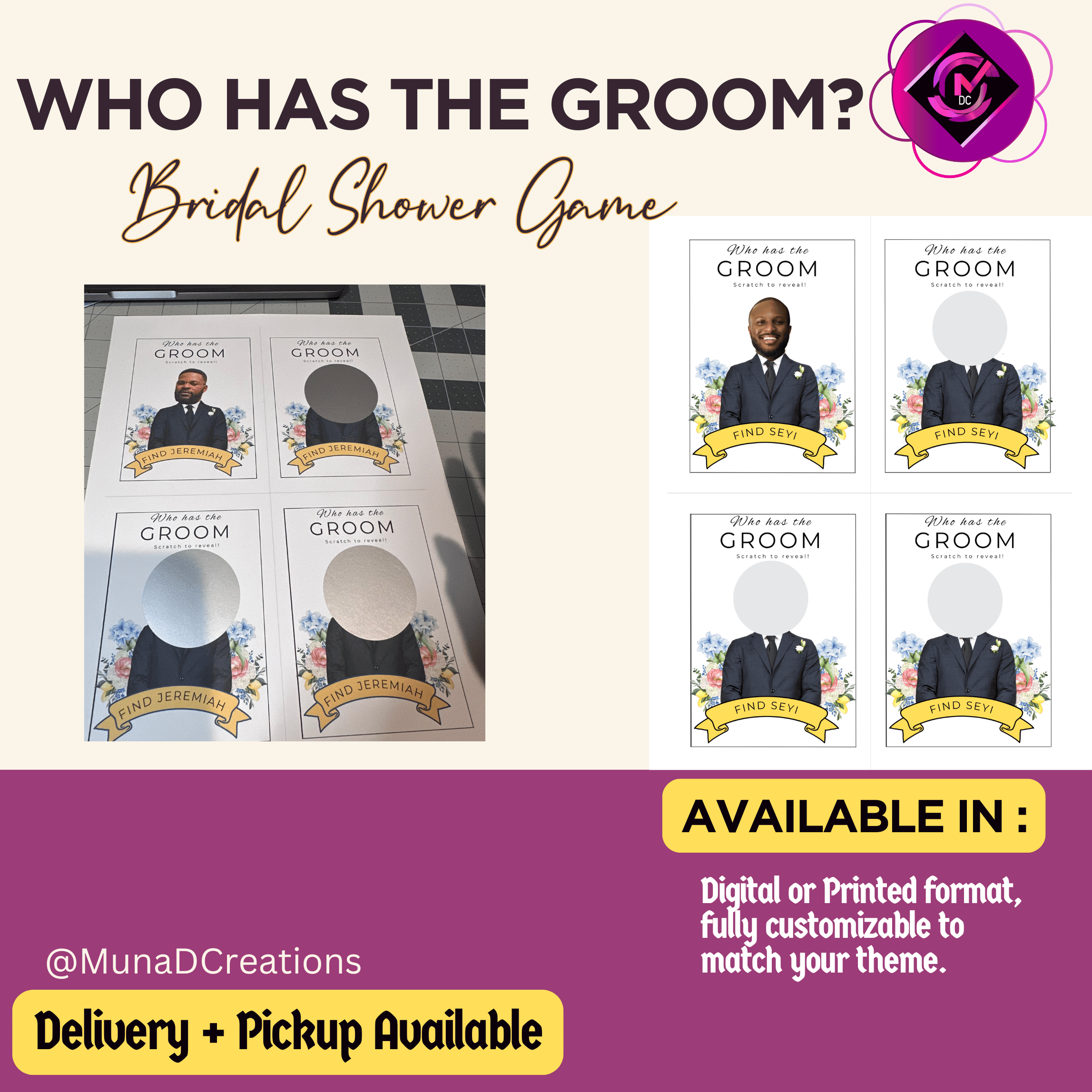 "Who Has the Groom?” Bridal Shower Game – Custom or Standard Design ...