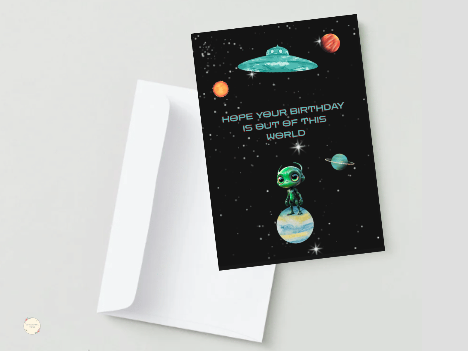 Printable Folded Alien Birthday Card – "Out of This World" - Payhip