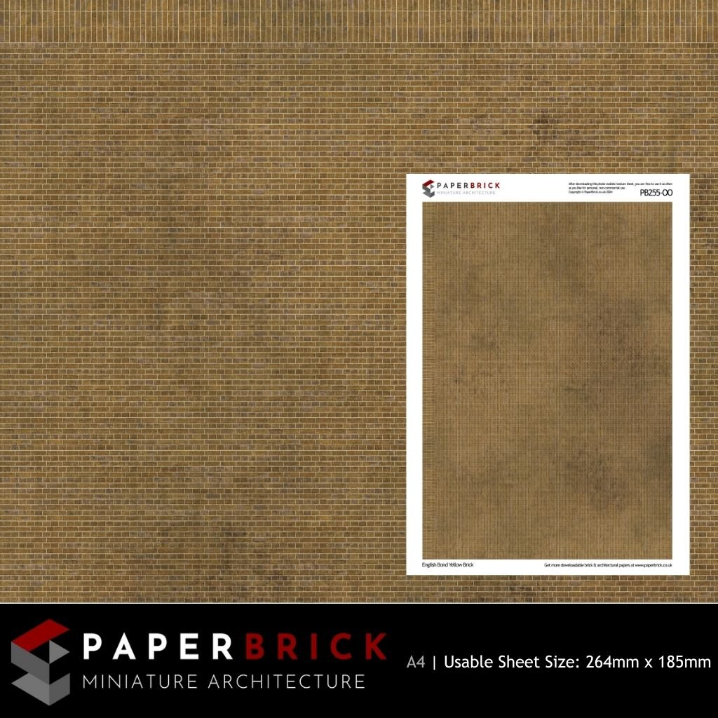 English Bond Yellow Brick - OO Scale Brick Paper