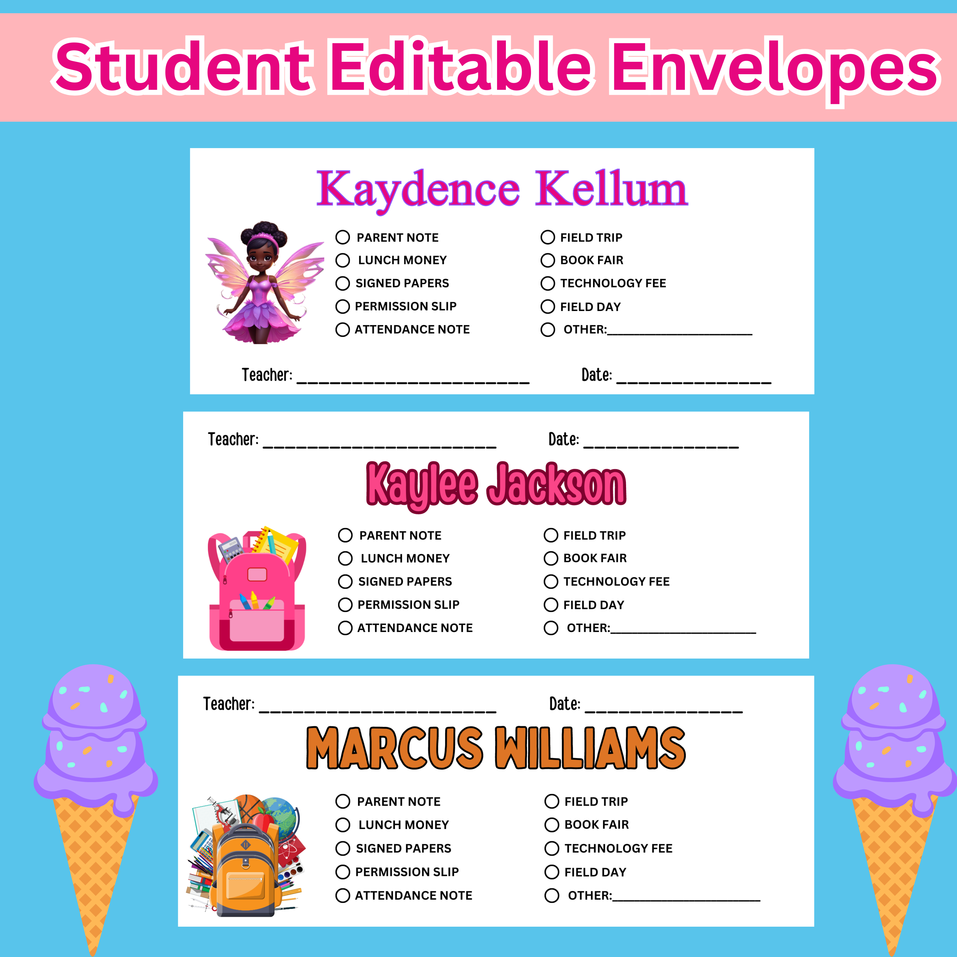 Student Evenlope Editable Template - Payhip