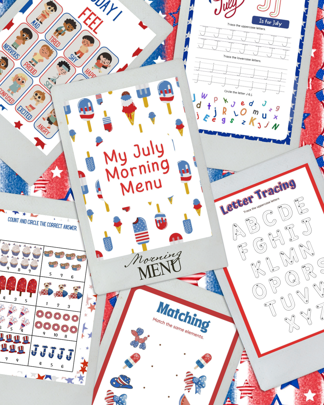 🇺🇸July Morning Menu – Preschool Printable - Payhip