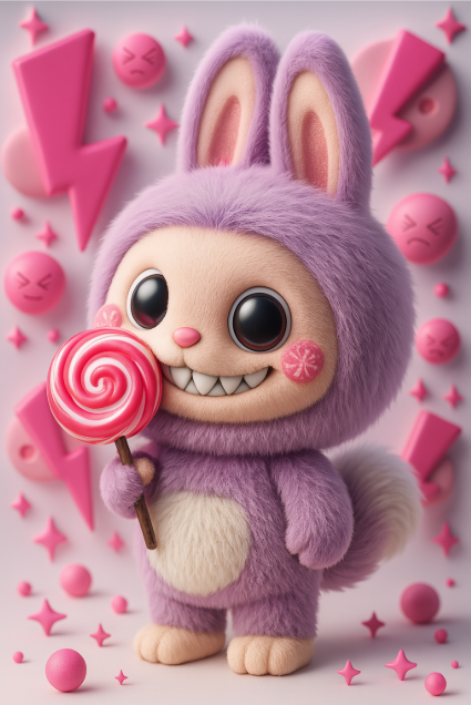 3D Fluffy Labubu-Inspired Poster – Kawaii Mischief Digital Art (A3 Size ...