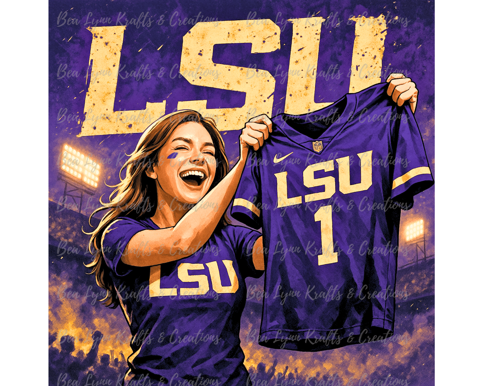 LSU Fan Girl PNG – Geaux Tigers Energy in Full Effect! - Payhip