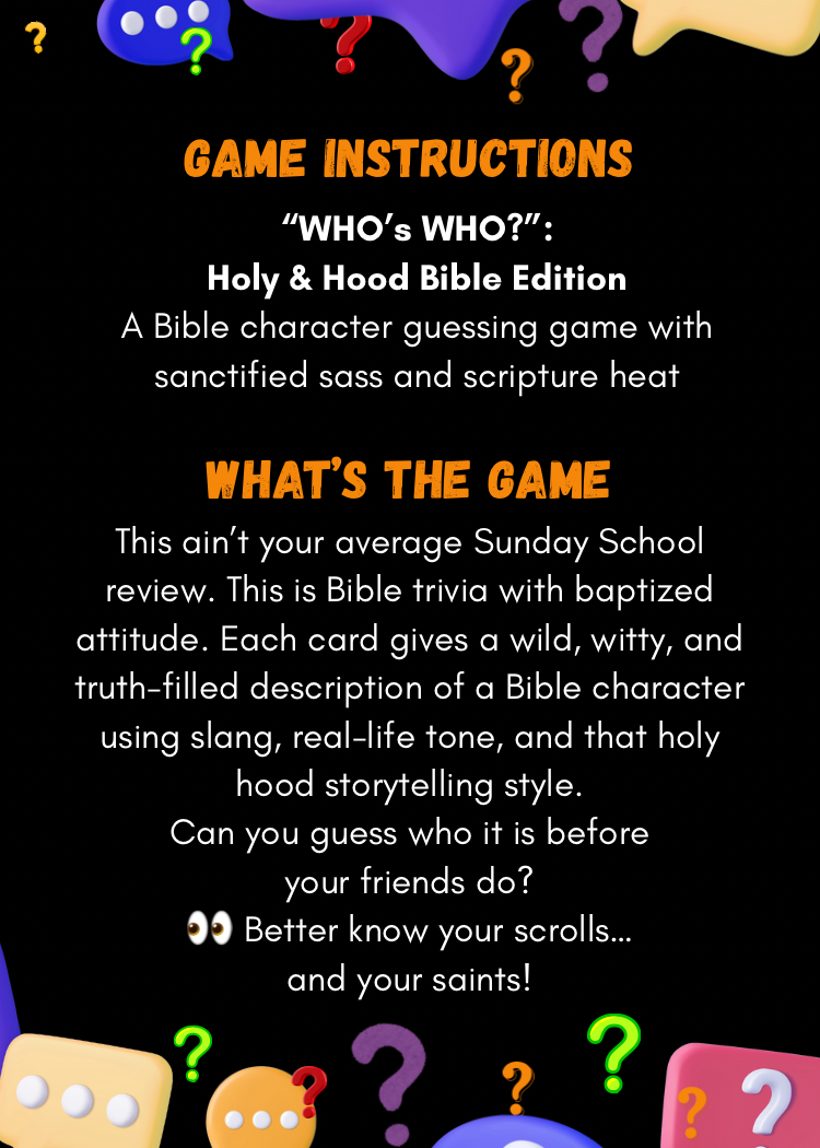 Who’s Who?: Holy & Hood Bible Edition™ Sneak Peek Sale — Limited Early ...