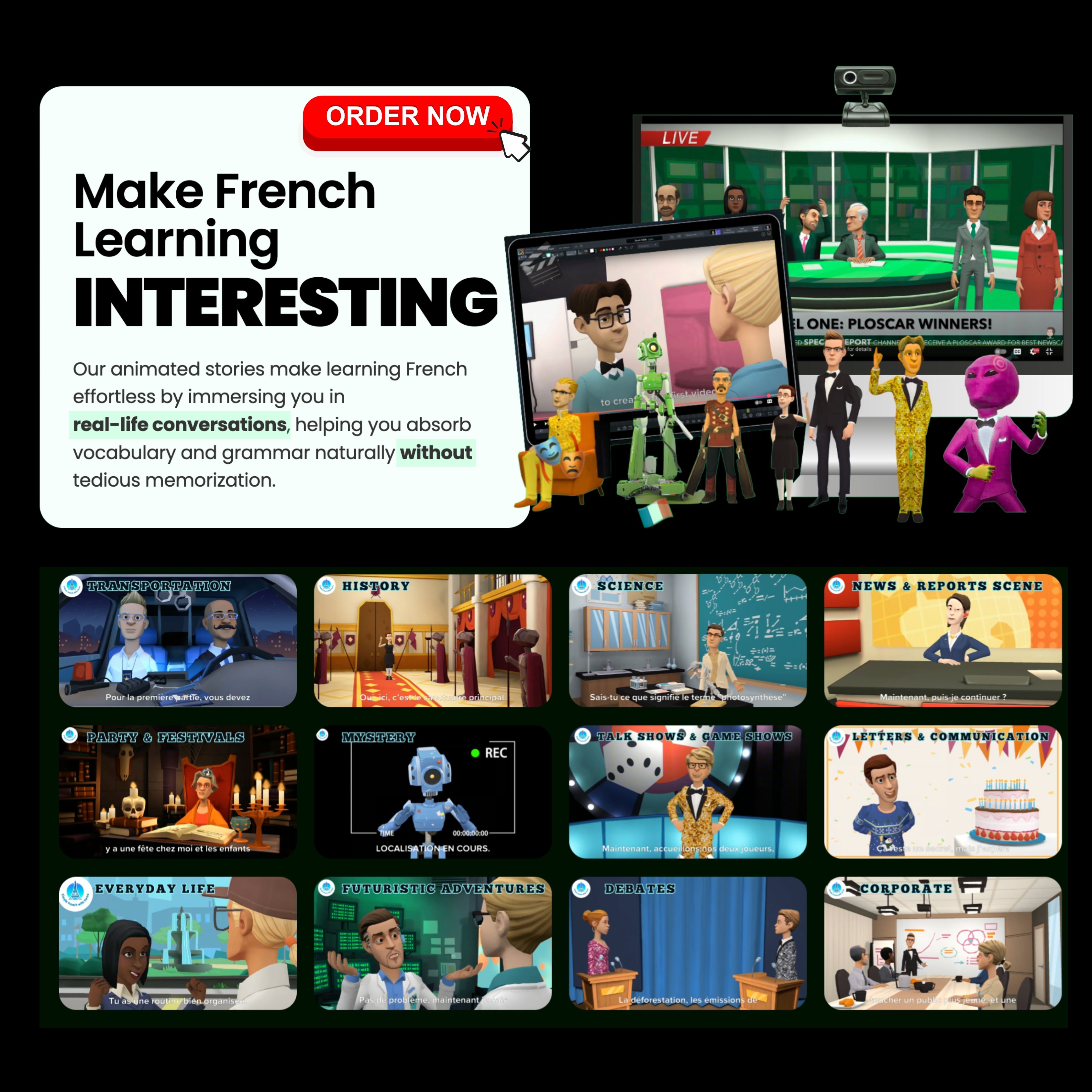 Simple French with Hems - 50 Animated Stories
