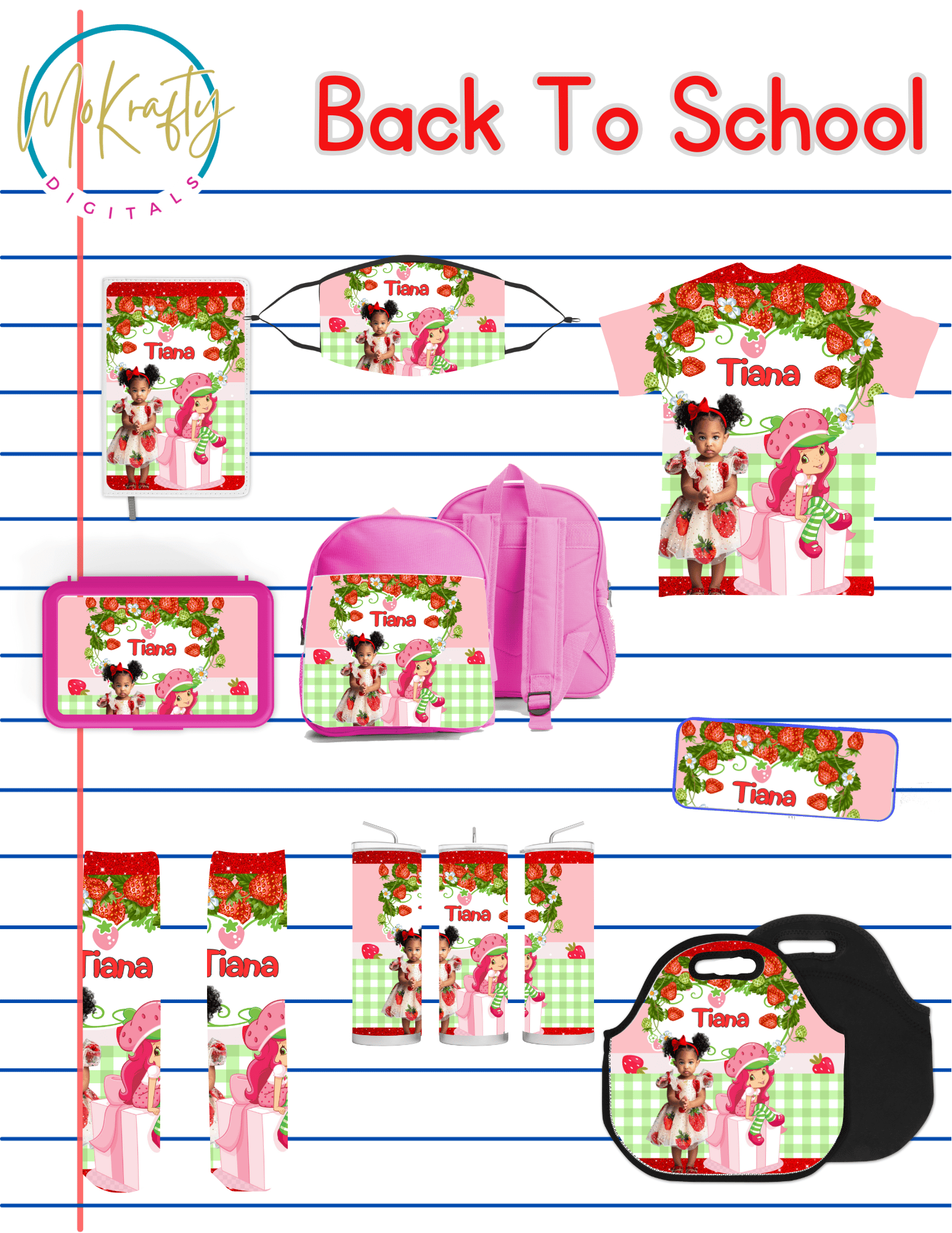 Strawberry Sweet Back to School Editable Template - Payhip