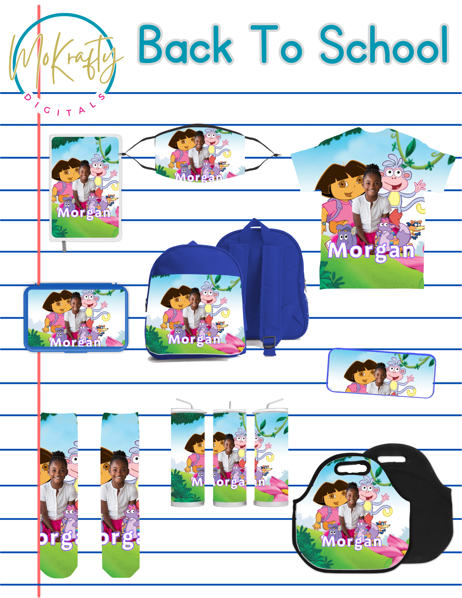 Dora Explorer Inspired Editable Back to School Canva Template - Payhip