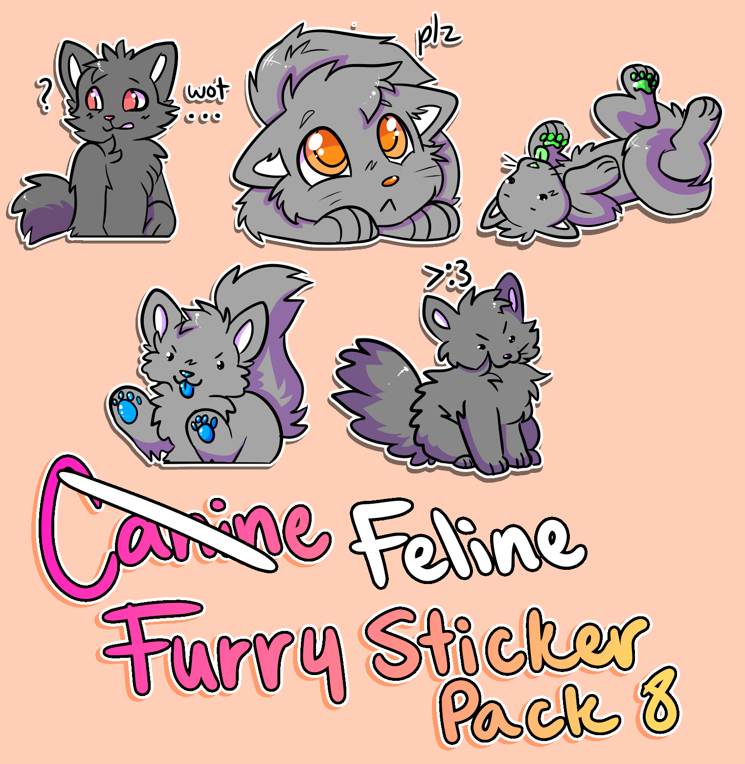 Furry Sticker Pack 8 - FELINE ONLY - Payhip