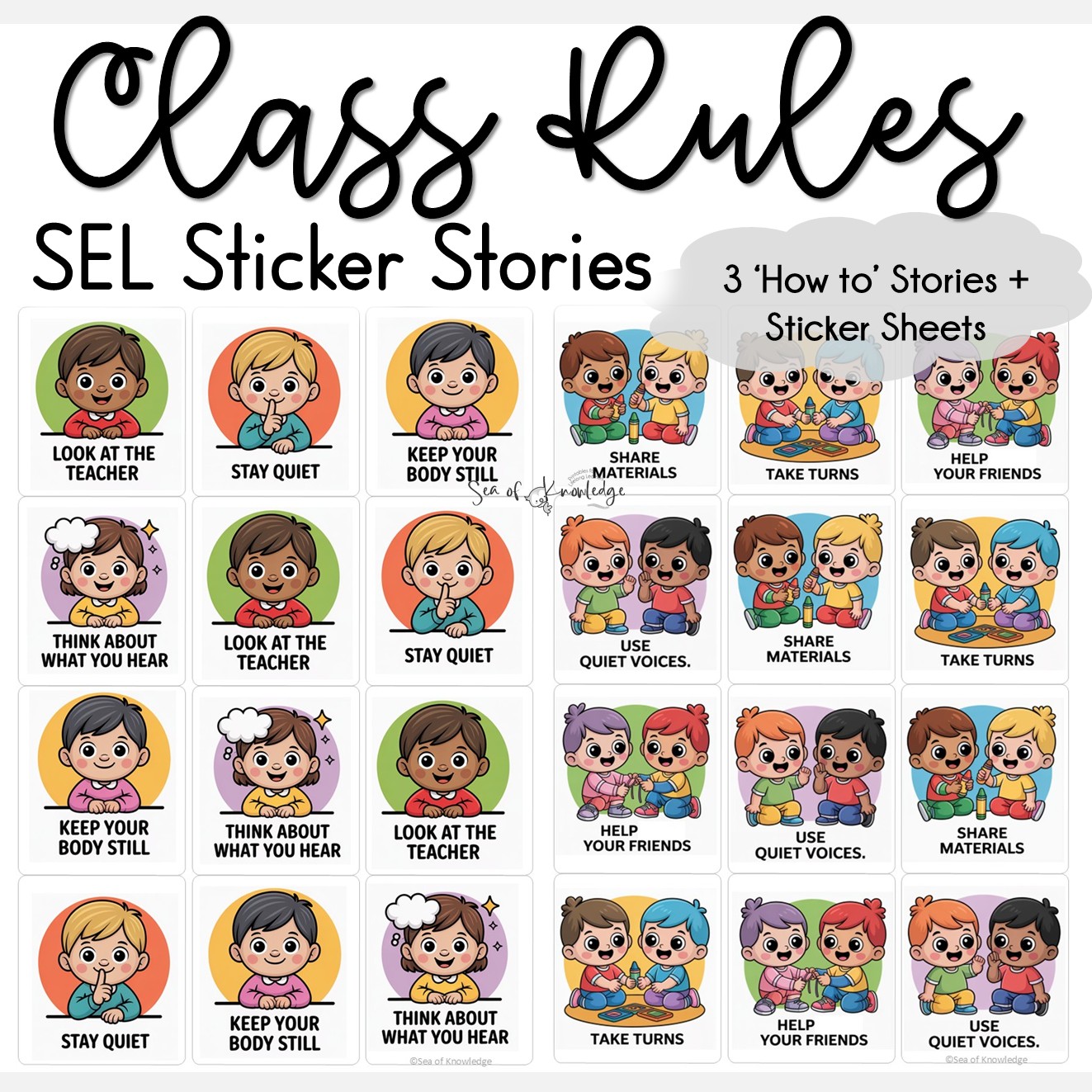Classroom Expectations | Mini Sticker Stories Sequencing Bundle ...