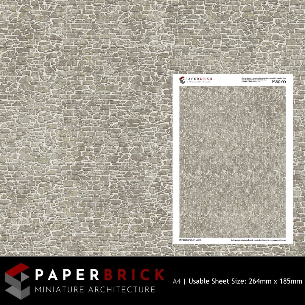 Pointed Light Grey Stone Paper - OO Scale Brick Paper