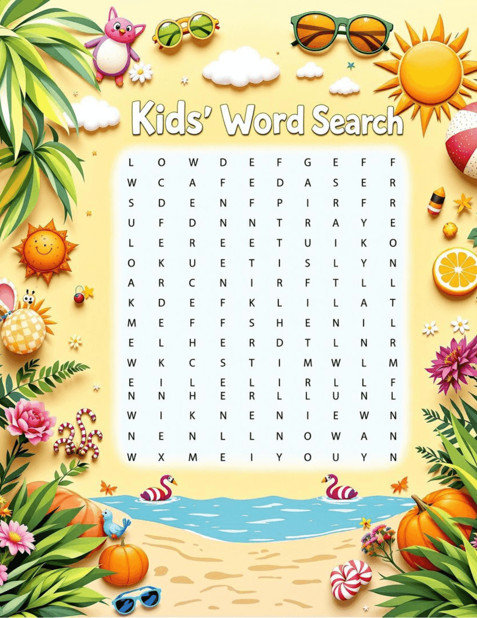 9 Days of Summer Puzzles – Printable Word Searches for Kids Answer Keys ...