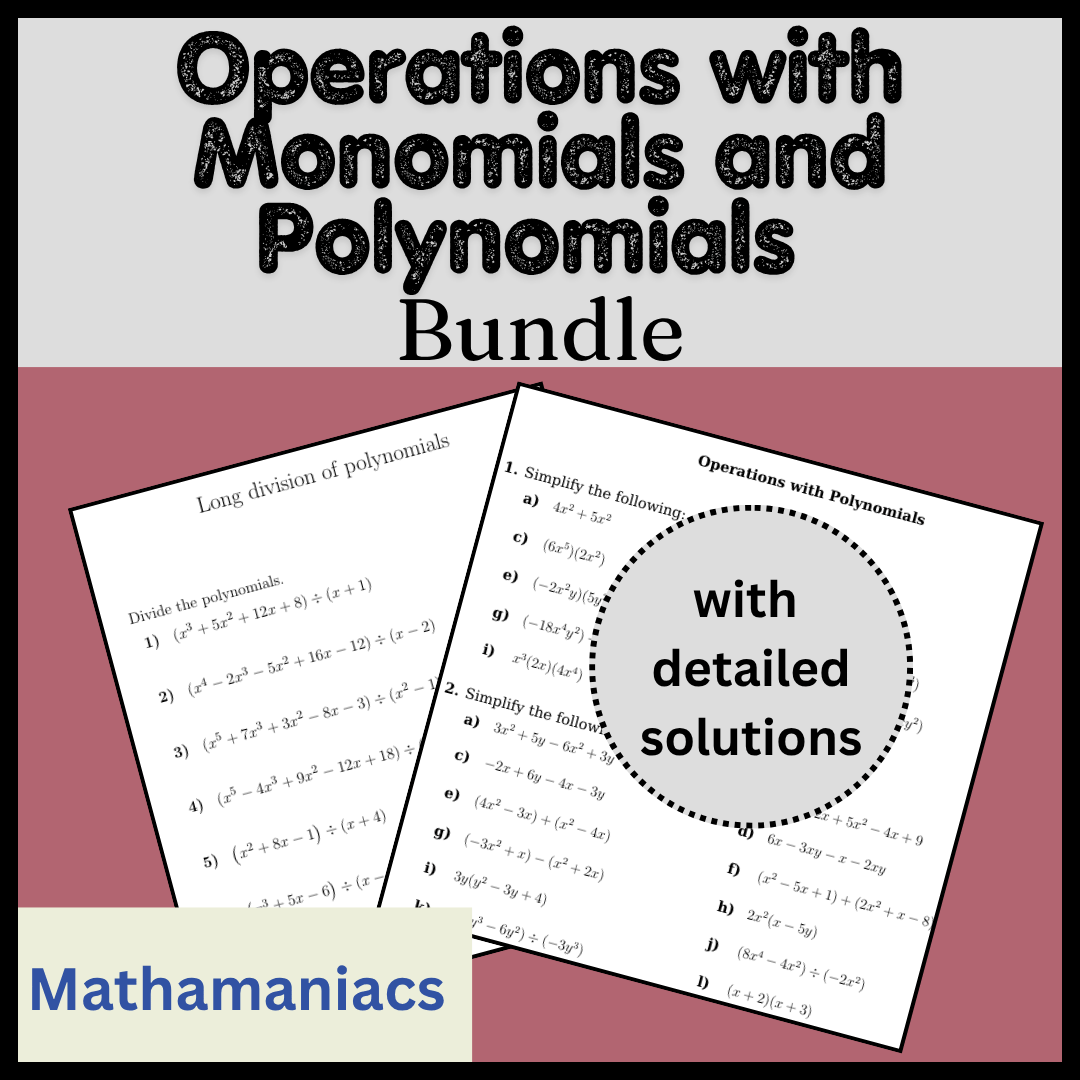 Operations with Monomials and Polynomials Bundle