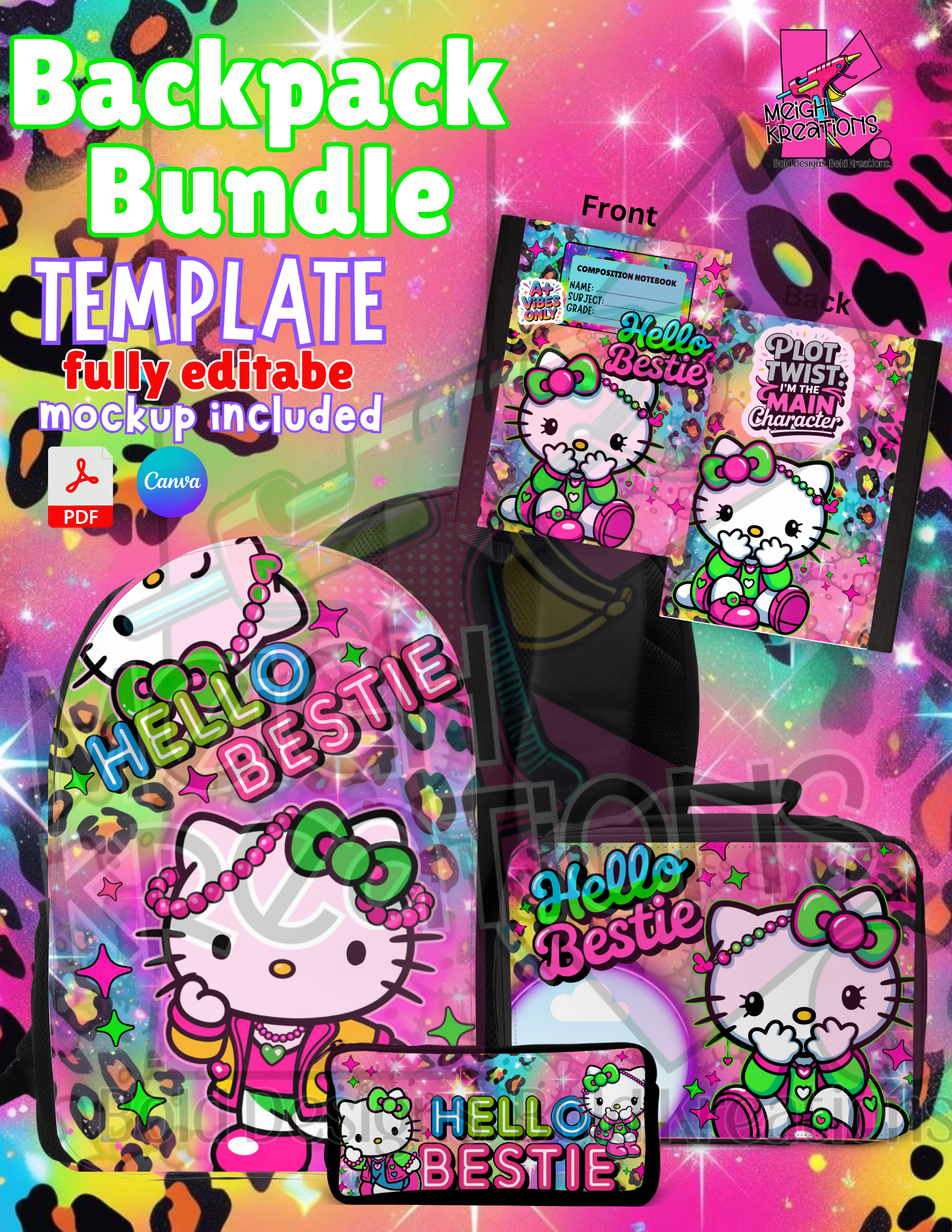 Back to School Themed Backpack Bundle- Canva & PDF Editable - Payhip