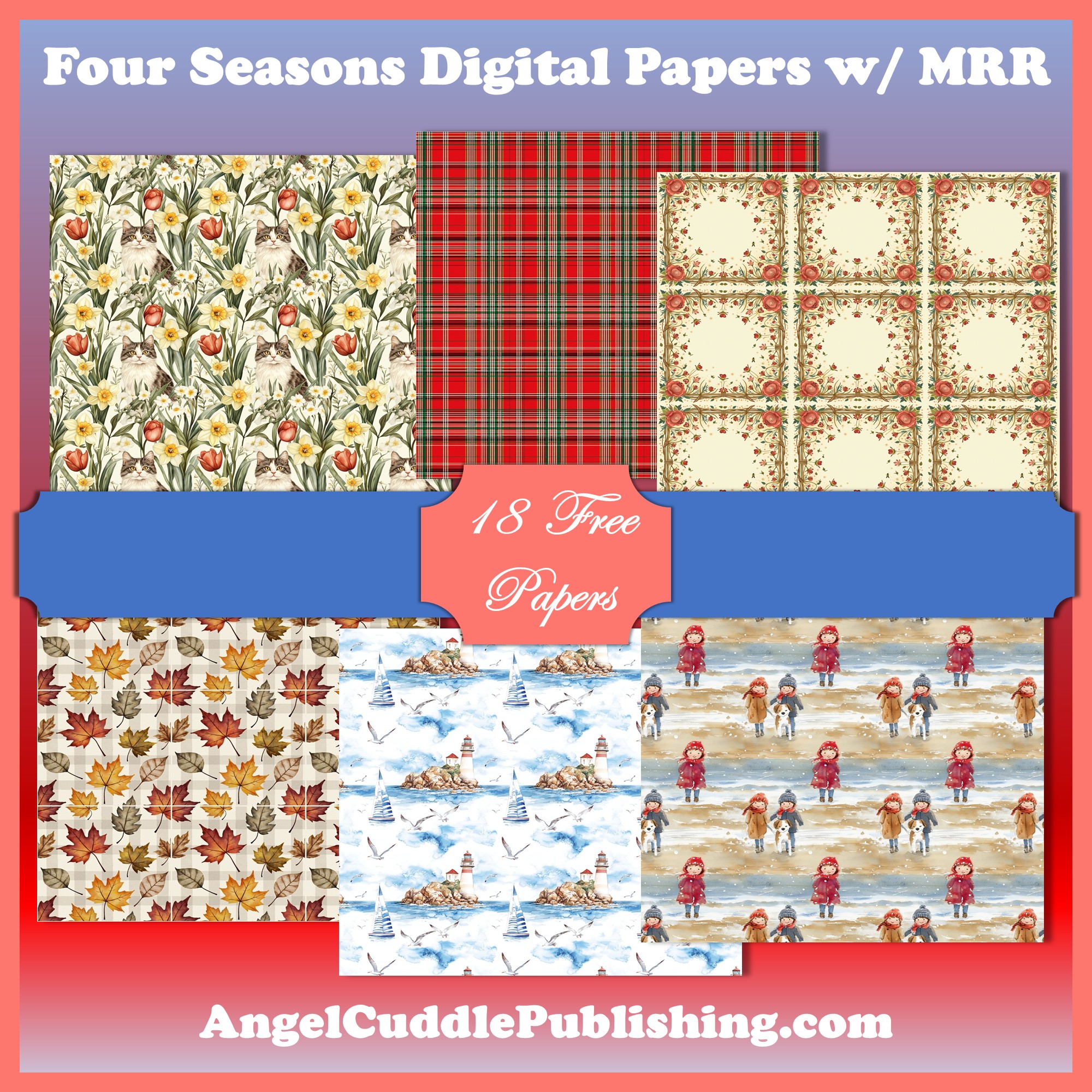 Free Pack 18 Four Seasons Digital Seamless Papers w/ MRR - Payhip