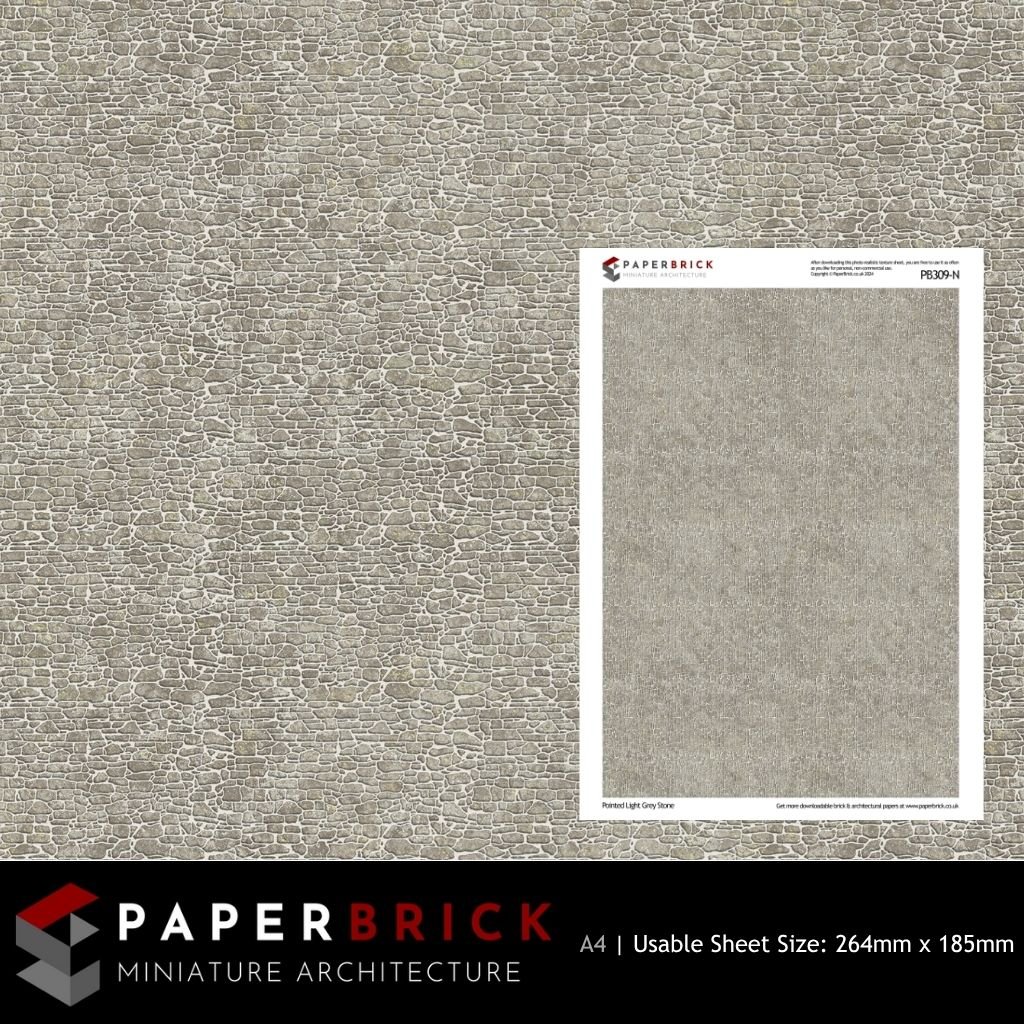 Pointed Light Grey Stone Paper - N Scale Brick Paper