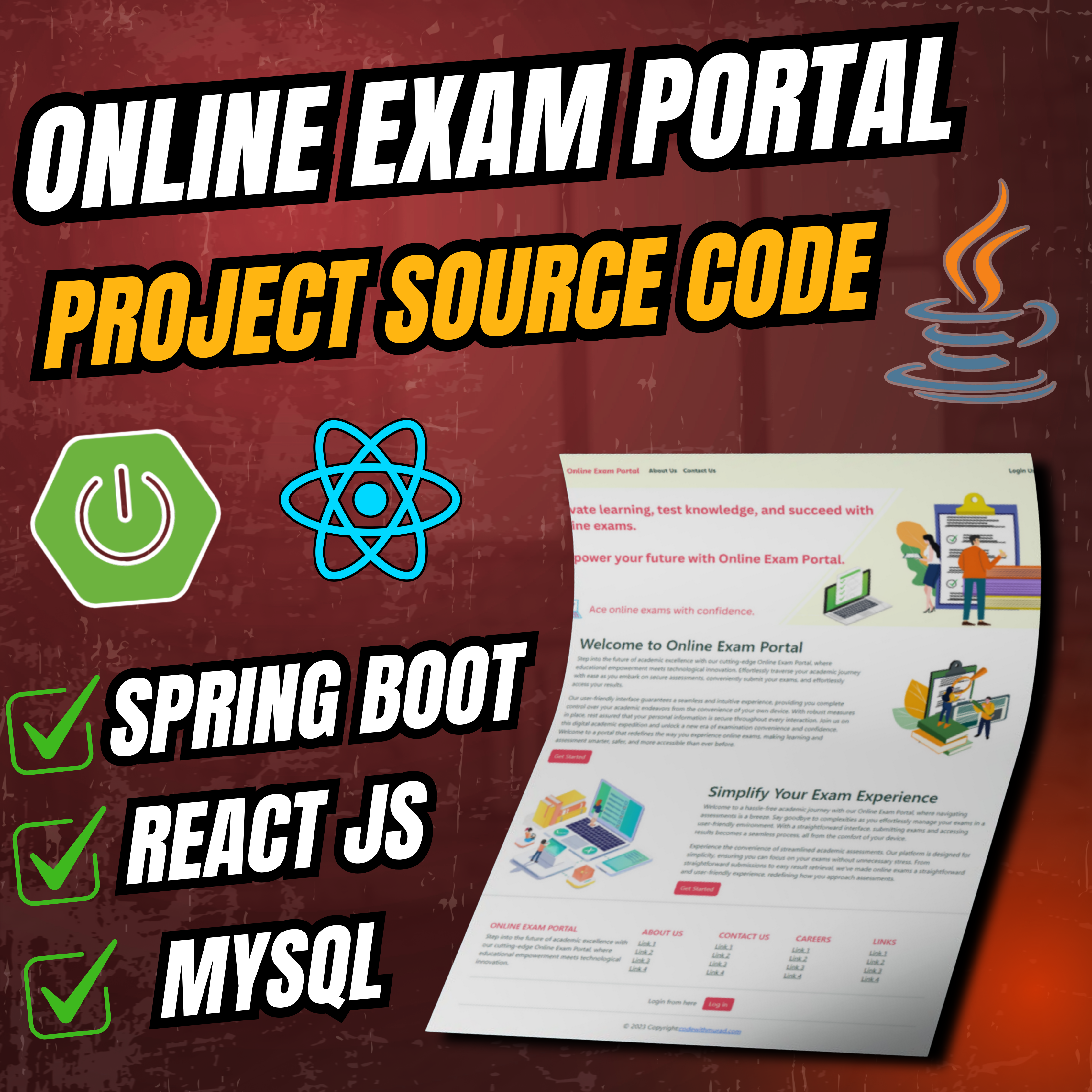 Online Exam Portal Project Source Code | Spring Boot React JS MySQL | Final Year Project - Payhip
