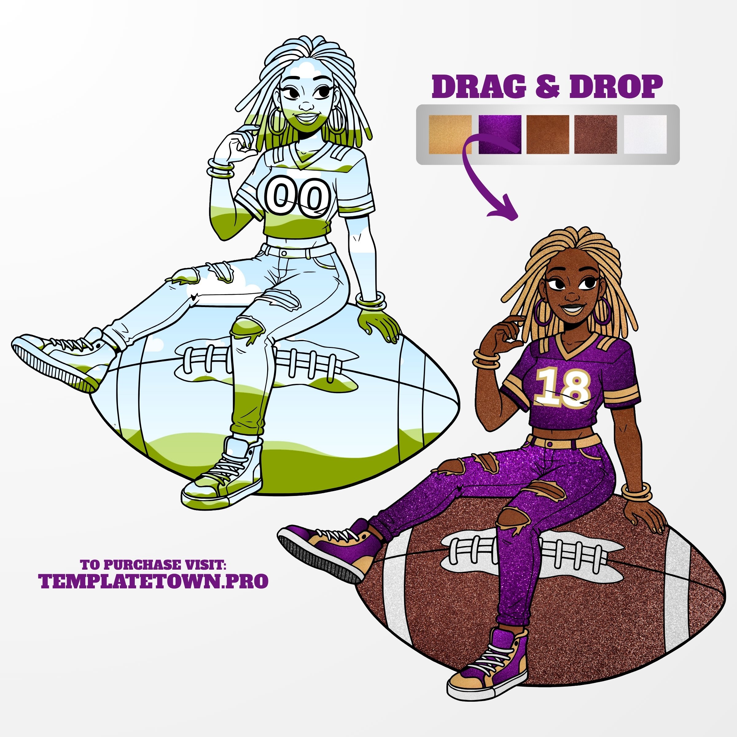 GDG10 | Canva Frames | Drag & Drop Color Frames for Game Day Designs