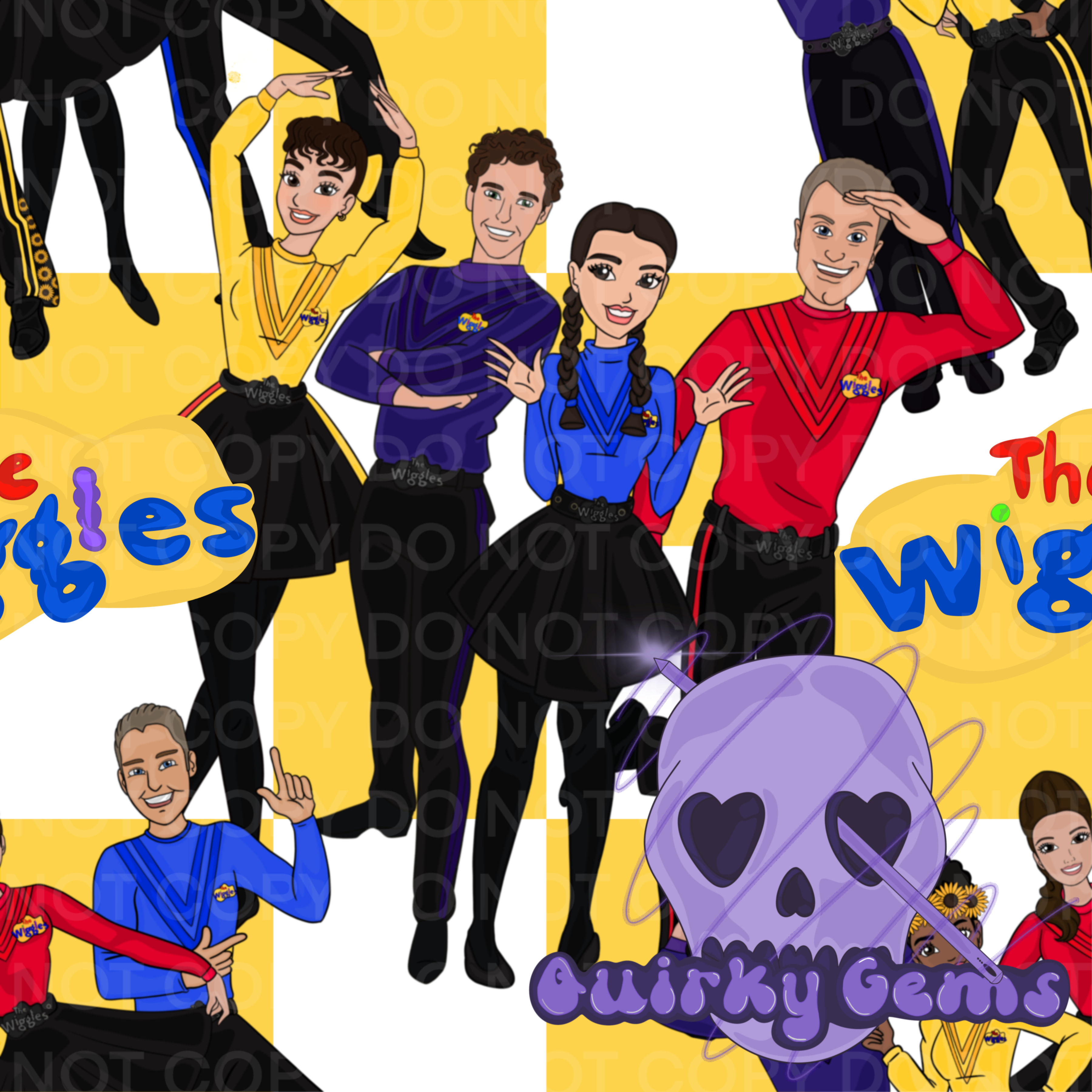 Wiggles seamless - yellow check - Payhip
