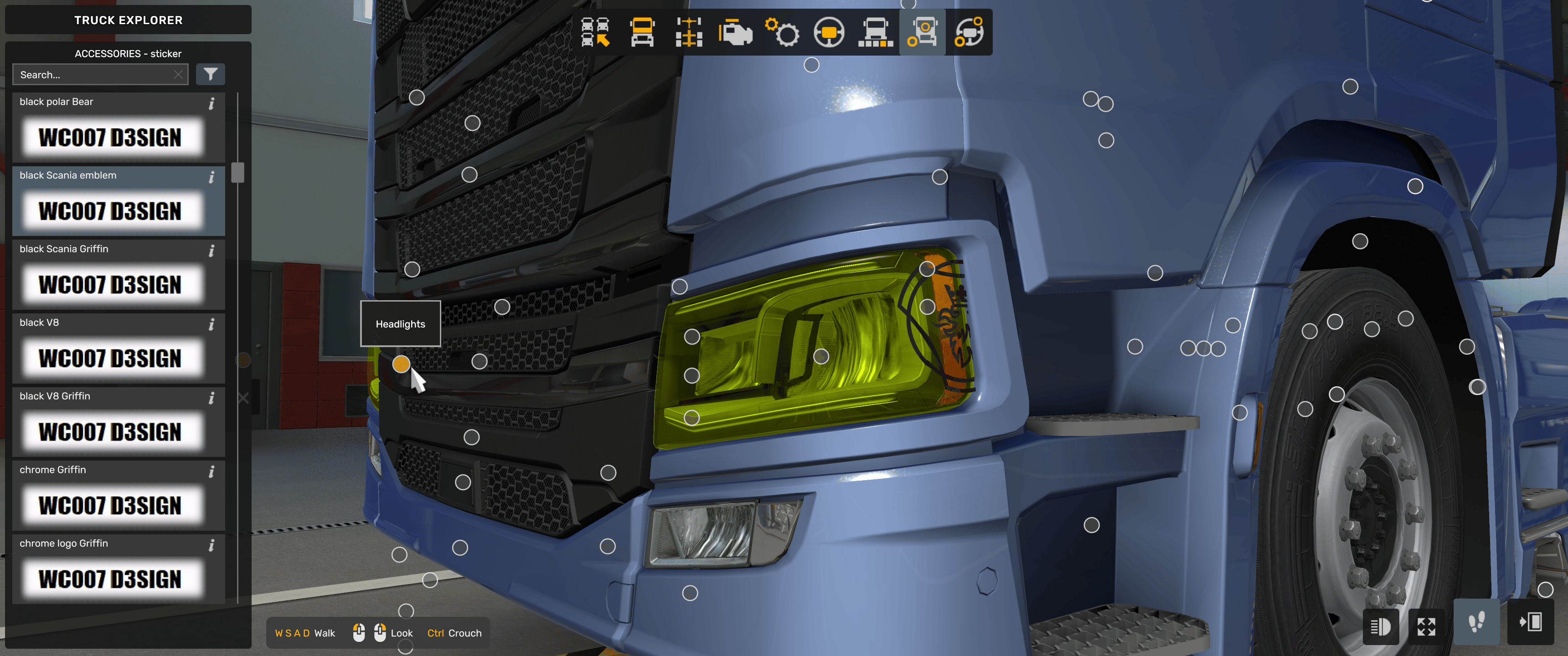 ˇ [sticker tuning part] Scania NG stickers decoration for headlights ...
