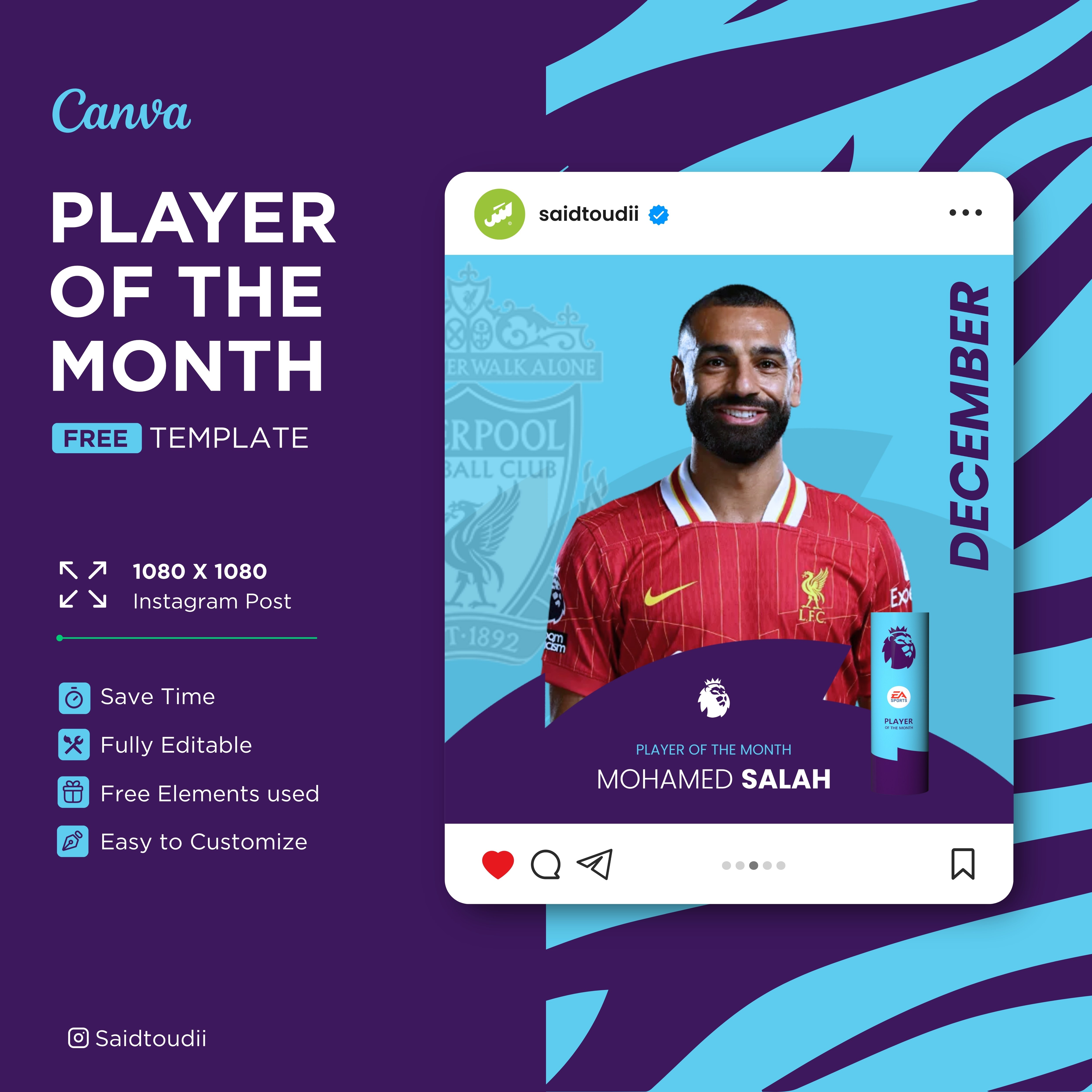 Player Of The Month canva template - Payhip